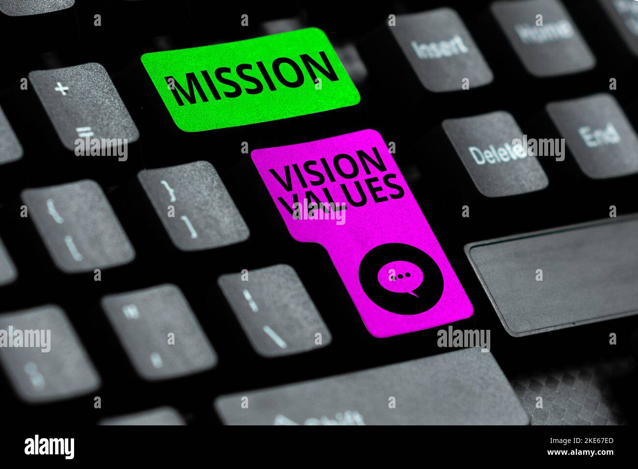 Inspiration zeigt Zeichen Mission Vision Werte. Konzept bedeutet ...