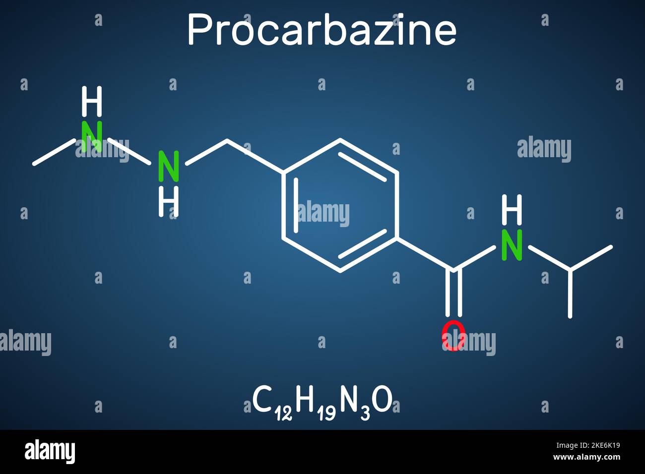 Procarbazin-Chemotherapie-Medikamentenmolekül. Es wird in der Therapie ...