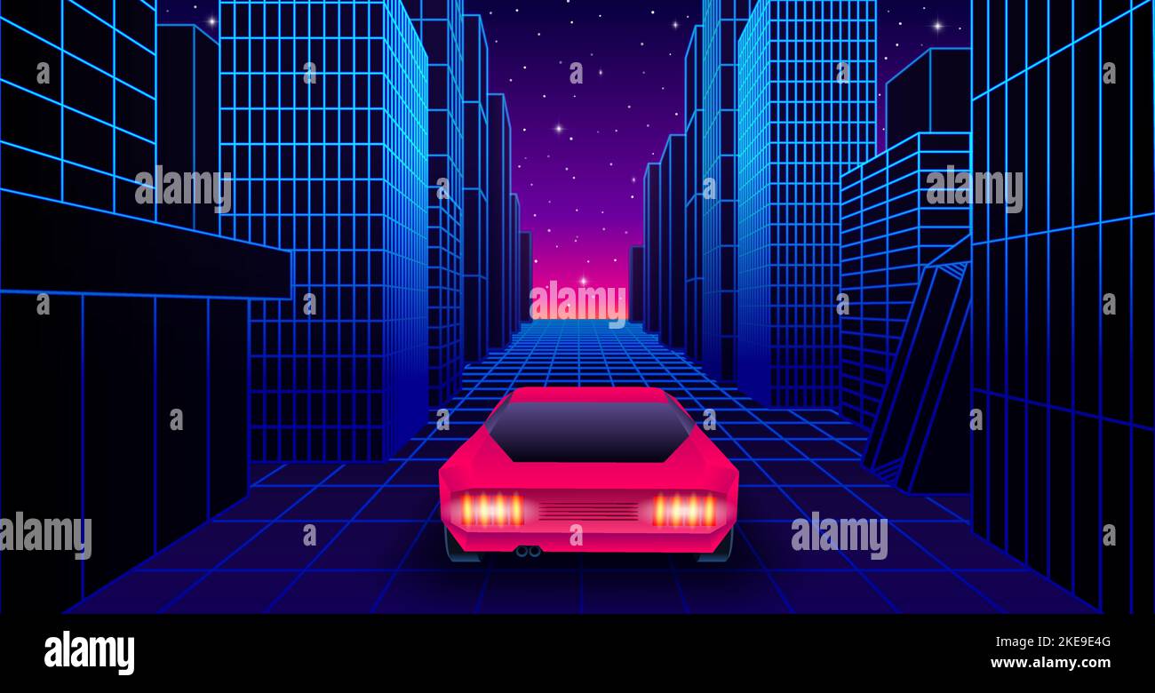 80s background road synthwave -Fotos und -Bildmaterial in hoher ...
