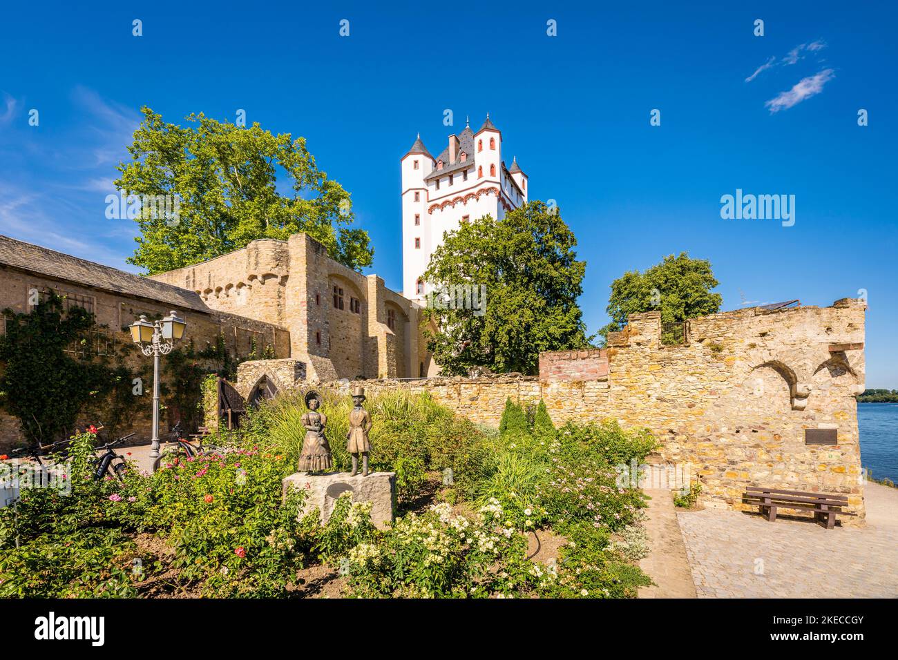 Blick auf Eltville im Rheingau, eine Rosen- und Nachhaltigkeitsstadt ...