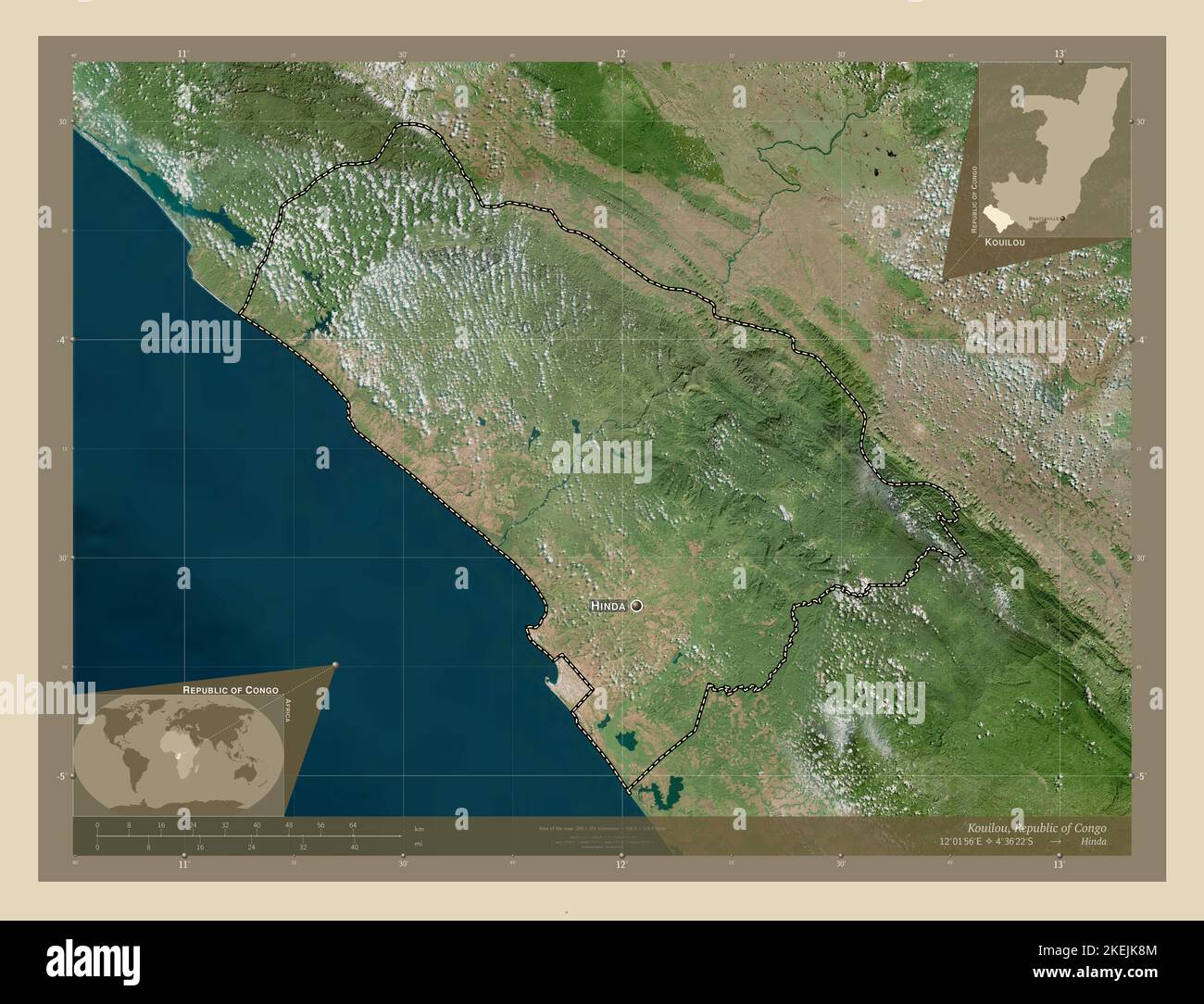 Kouilou, Region der Republik Kongo. Hochauflösende Satellitenkarte ...