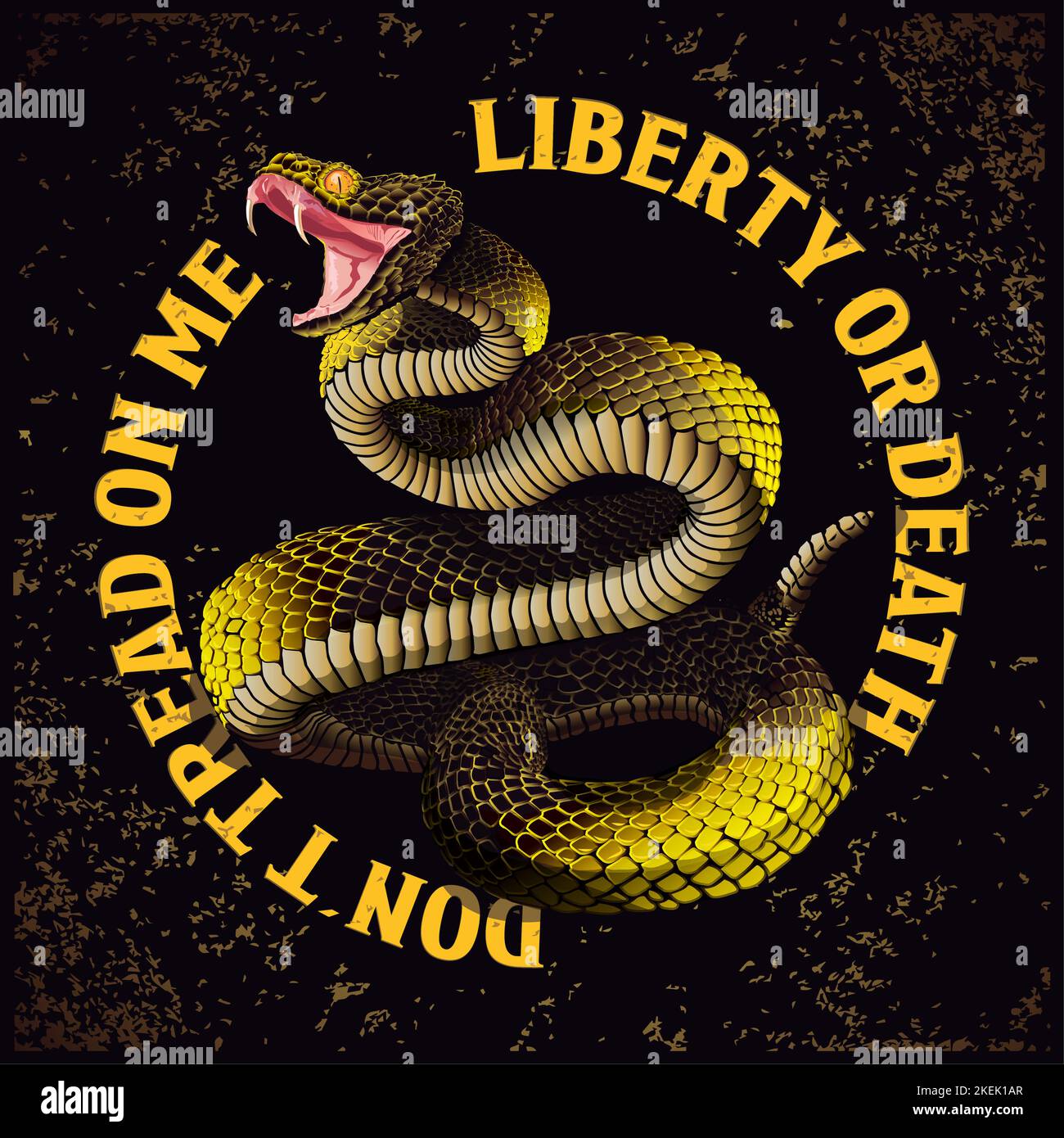 Flagge des Liberalismus. Schlange. Freiheit oder Tod. Gadsden ...