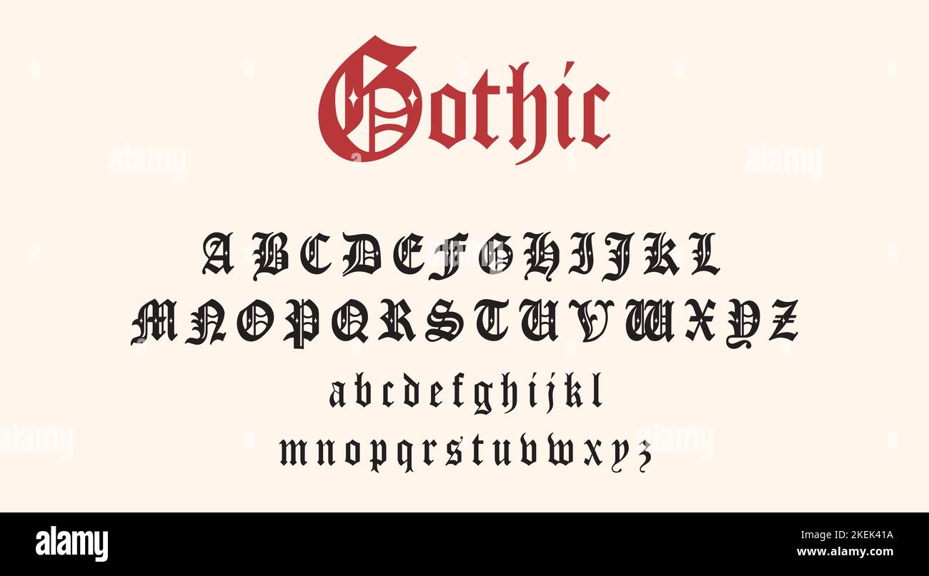 Klassische Gotische Schrift. Vintage Alphabet für Hip Hop und Rap Ästhetik. Mittelalterlicher ...