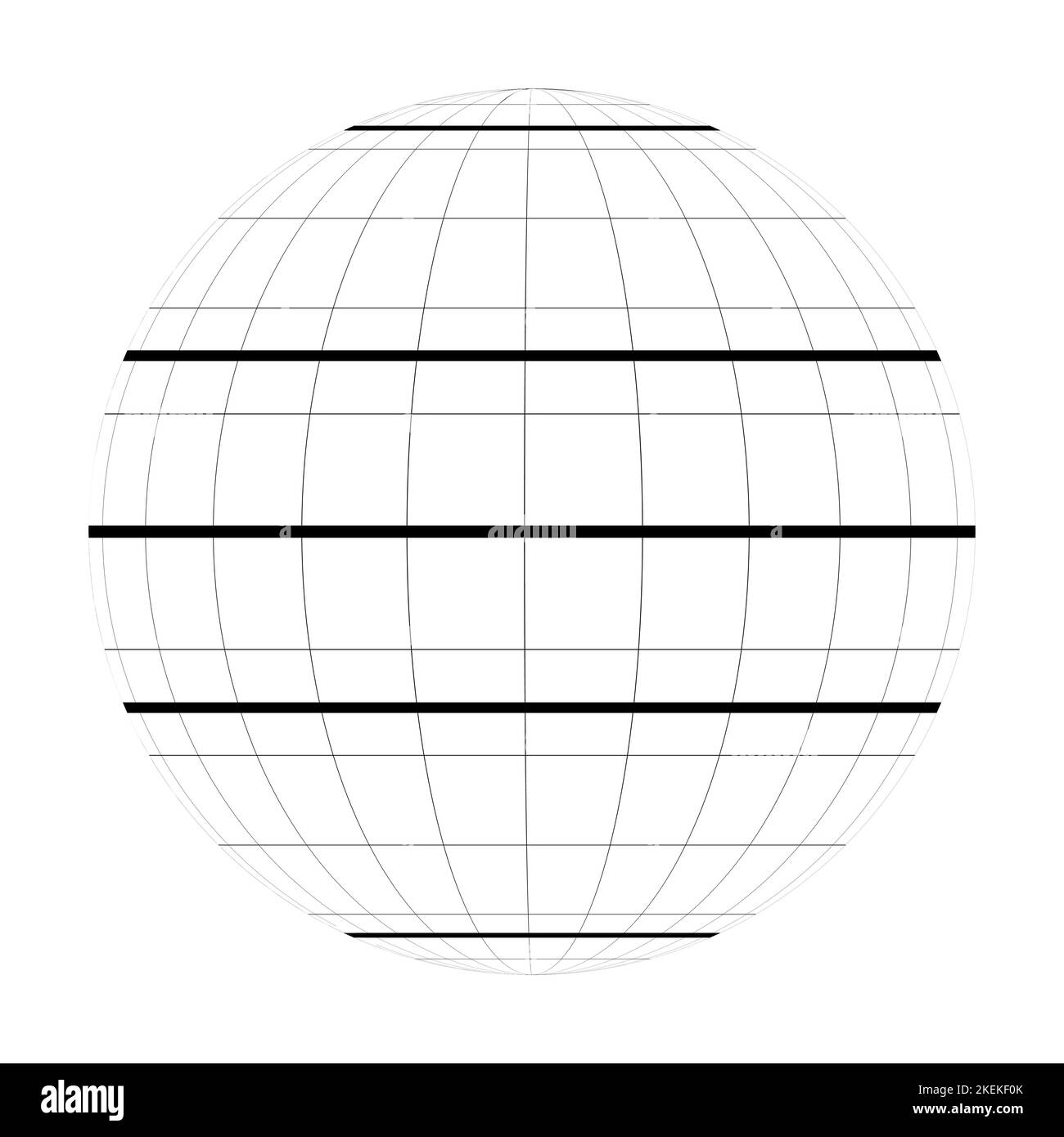 Erdplanetenglobalgitter aus Meridianen und Parallelen oder Breiten- und ...
