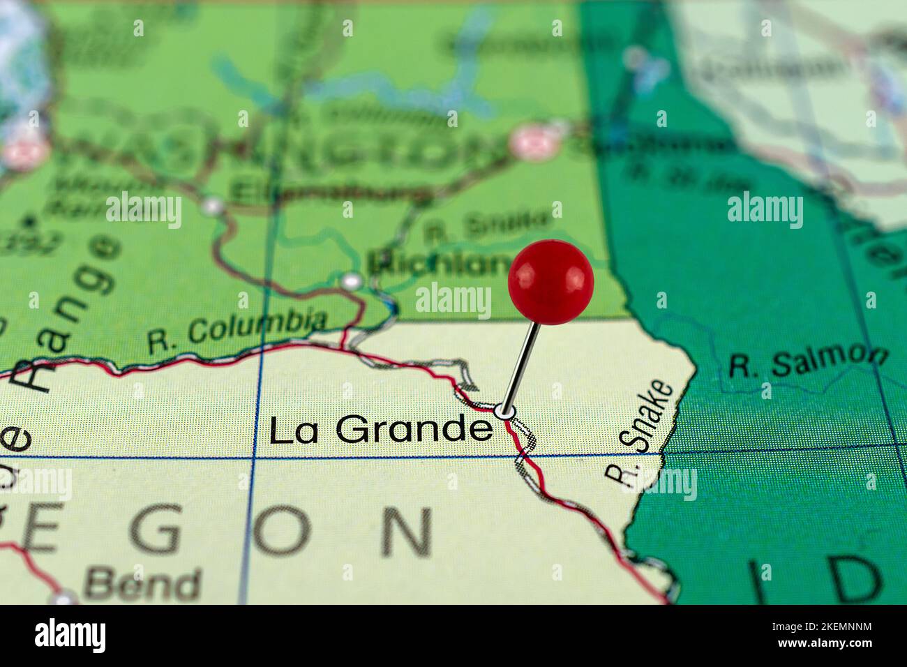 Karte der La Grande-PIN. Nahaufnahme der La Grande Karte mit roter ...