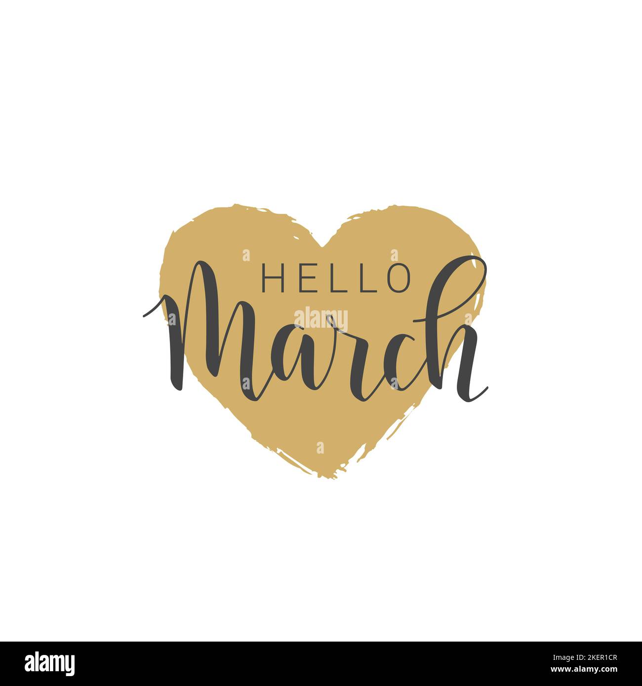 Vektorgrafik. Handgeschriebener Schriftzug von Hello March. Vorlage für ...