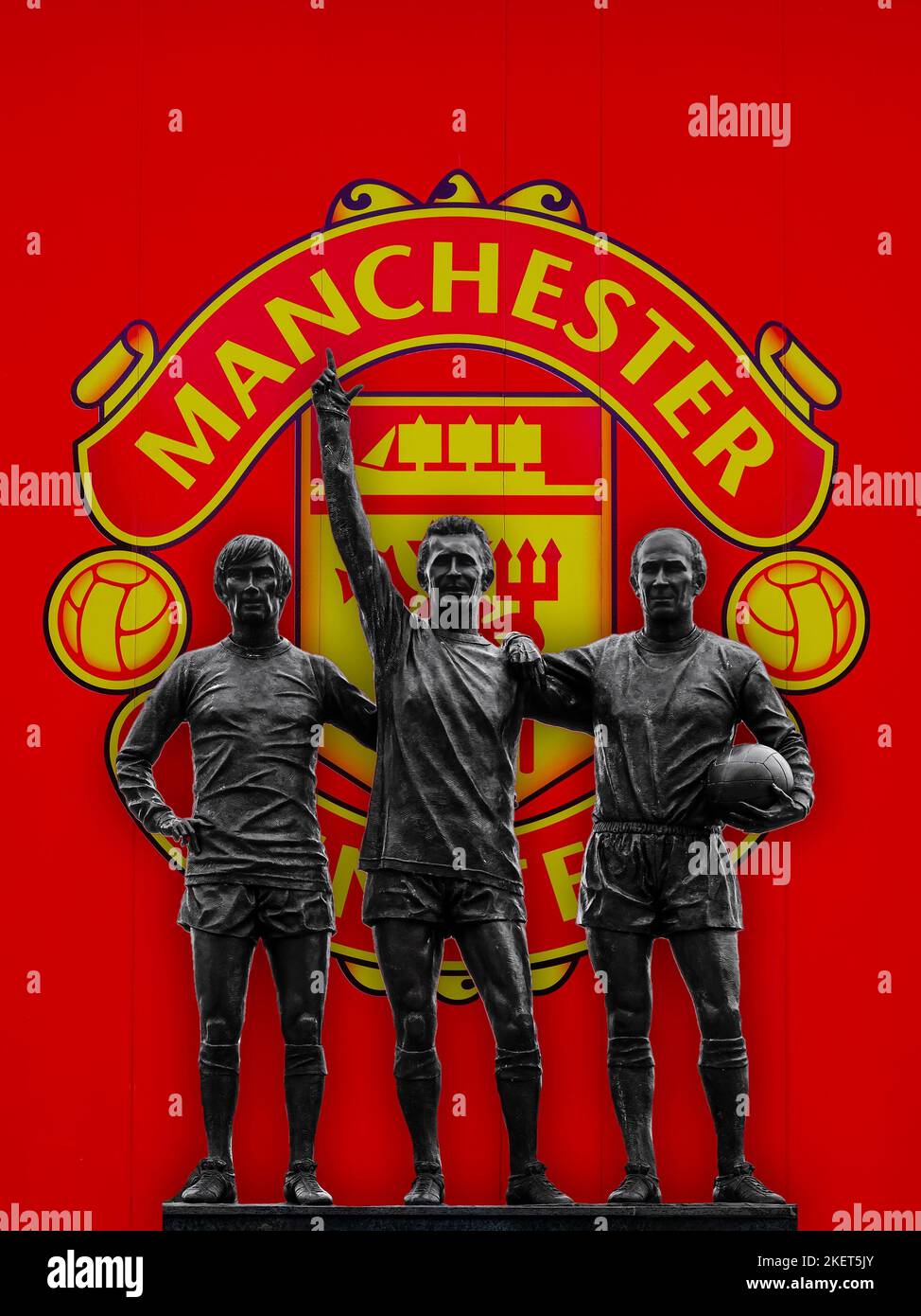 United Trinity Statue vor dem Manchester United Football Club Stadium ...