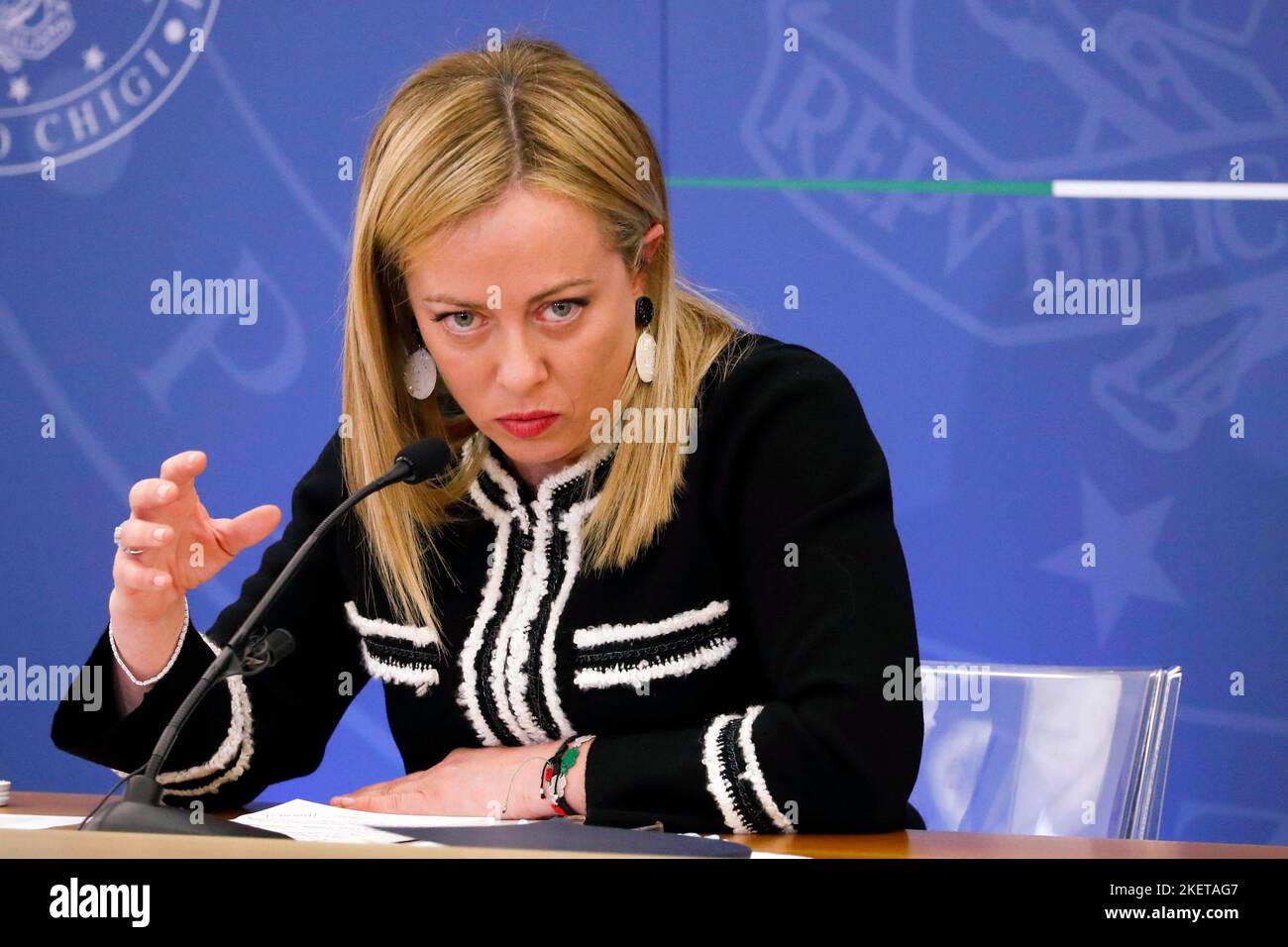 Italien, Rom, 11. November 2022: Premierminister Giorgia Meloni trifft ...