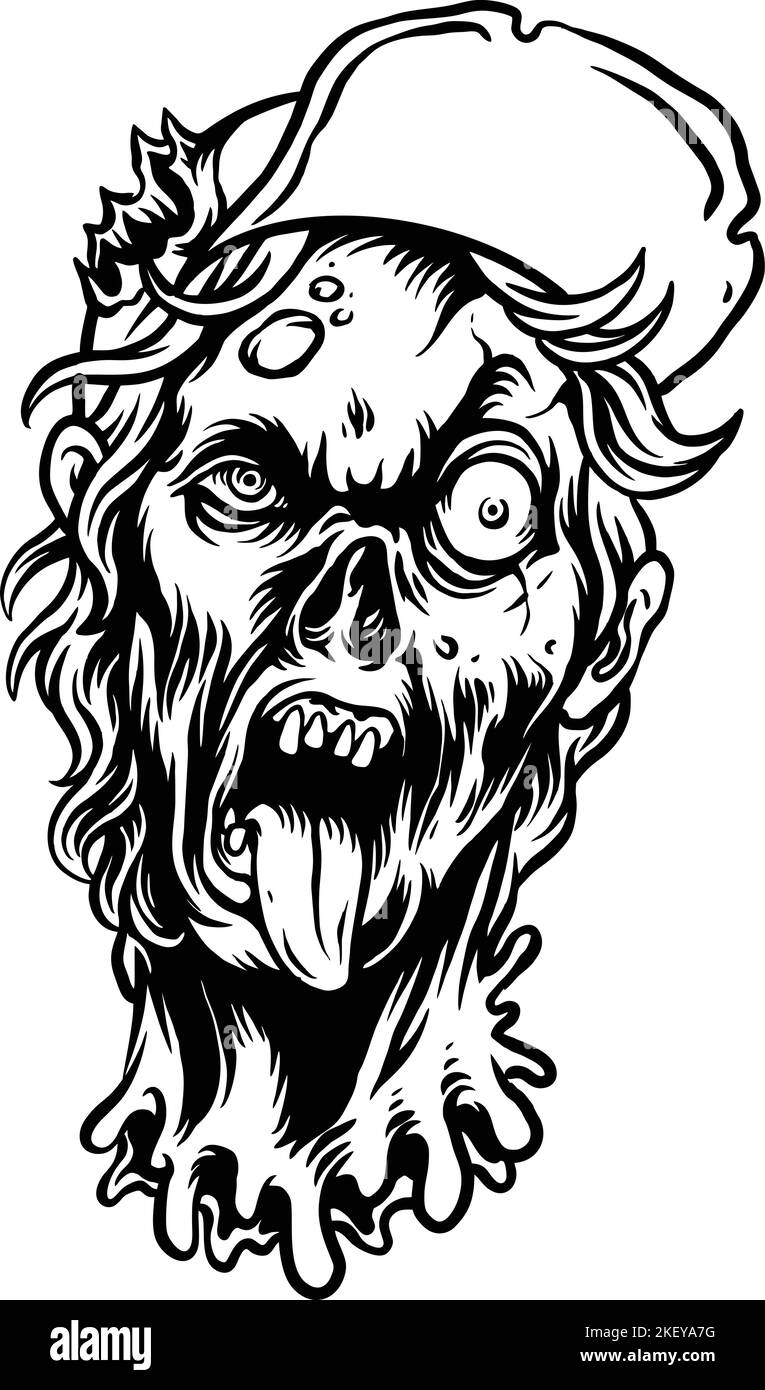 Scary Zombie Head Outline Clipart Vektor Illustrationen für Ihre Arbeit ...