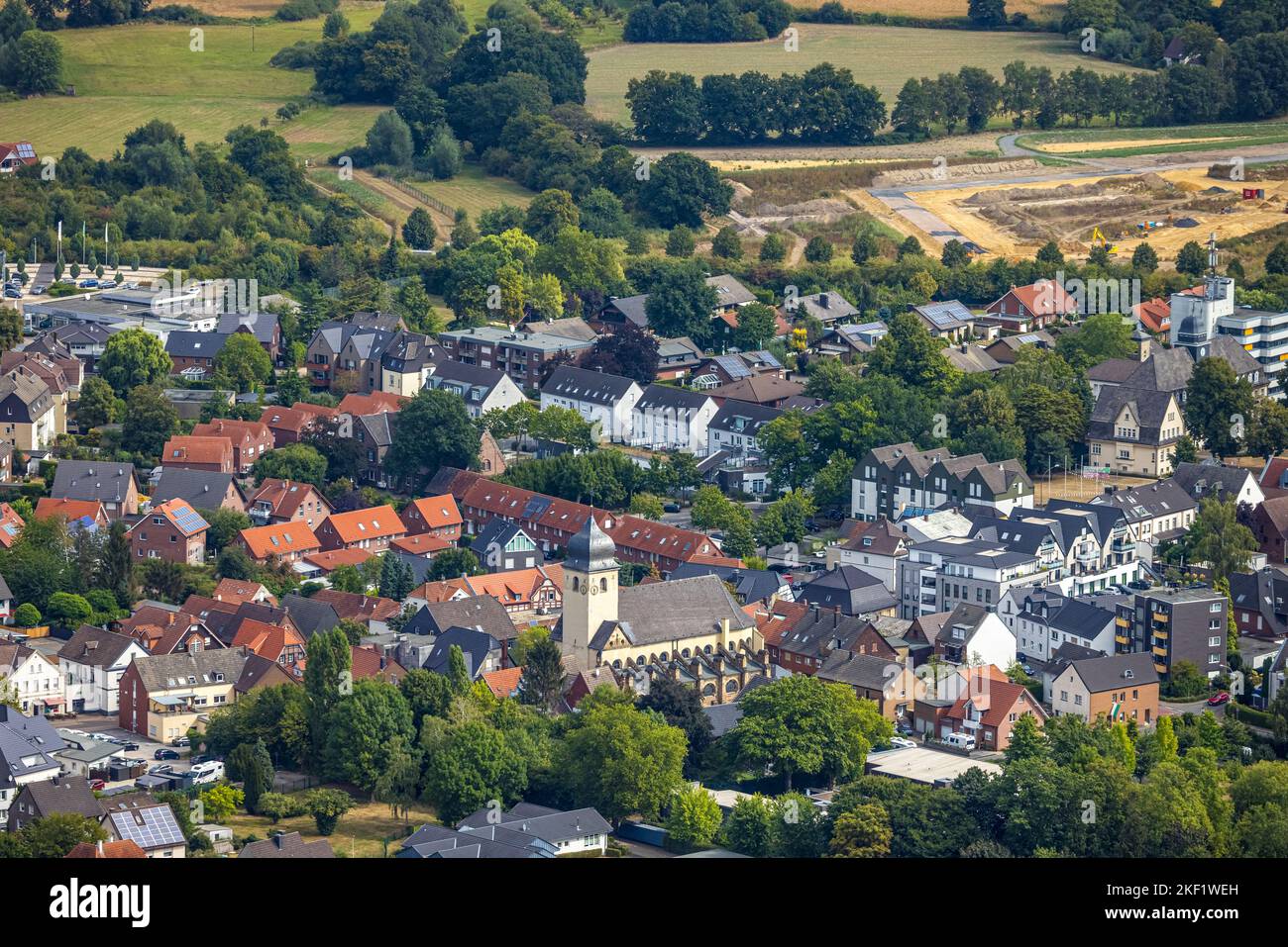 Luftaufnahme von Selm-Bork mit der katholischen Kirche St. Stephanus ...