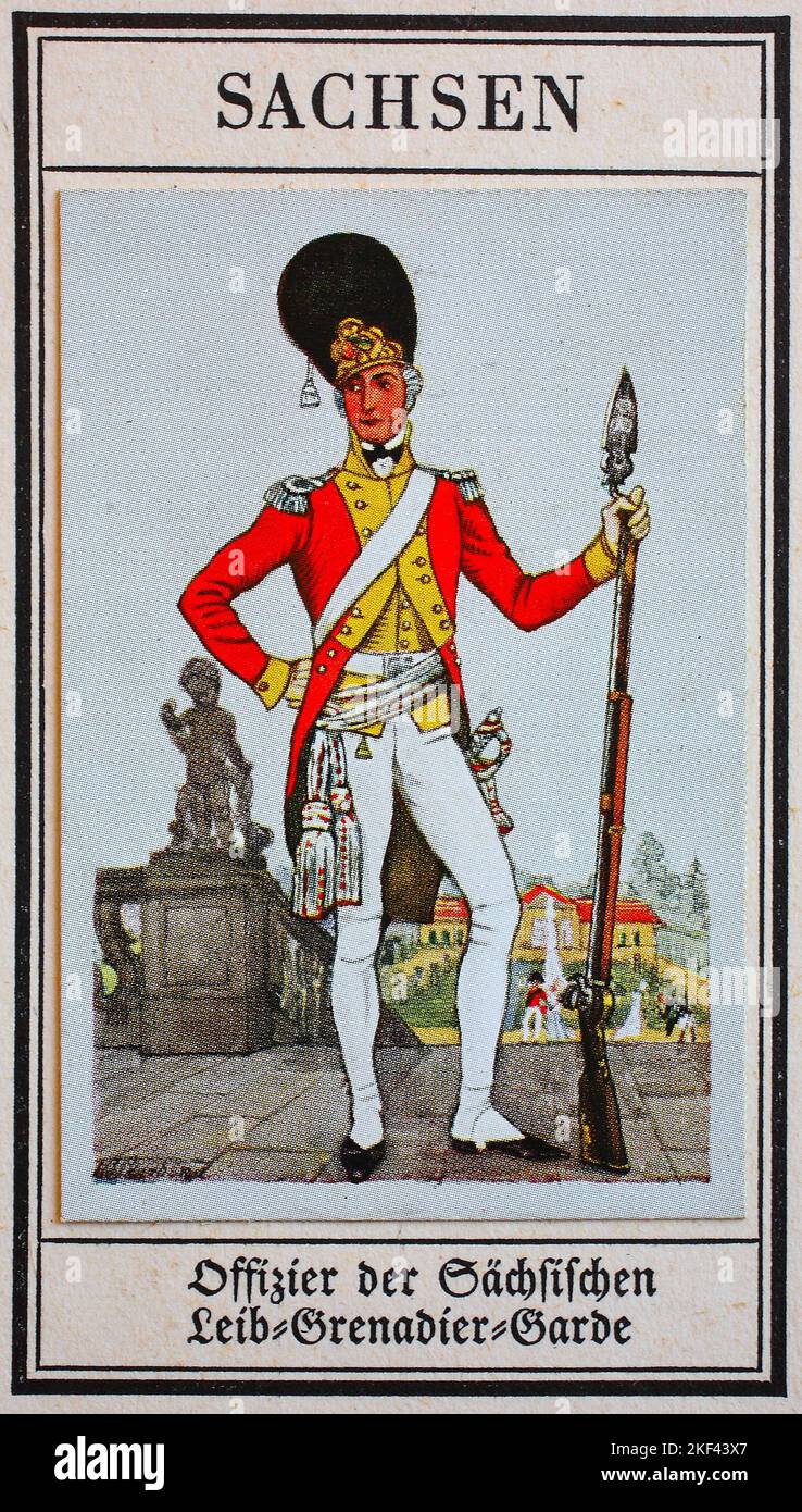 Deutsche Uniformen des 19.. Jahrhunderts, Wache - Infanterie: Sachsen ...