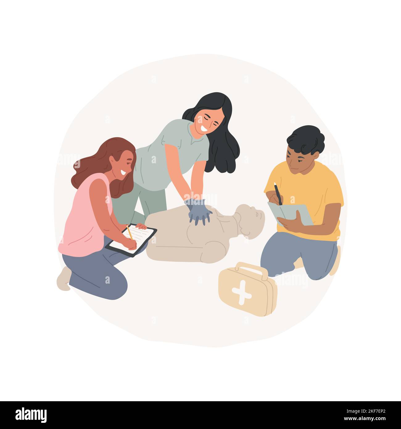 Grundlegende erste-Hilfe-Fähigkeiten isoliert Cartoon-Vektor ...