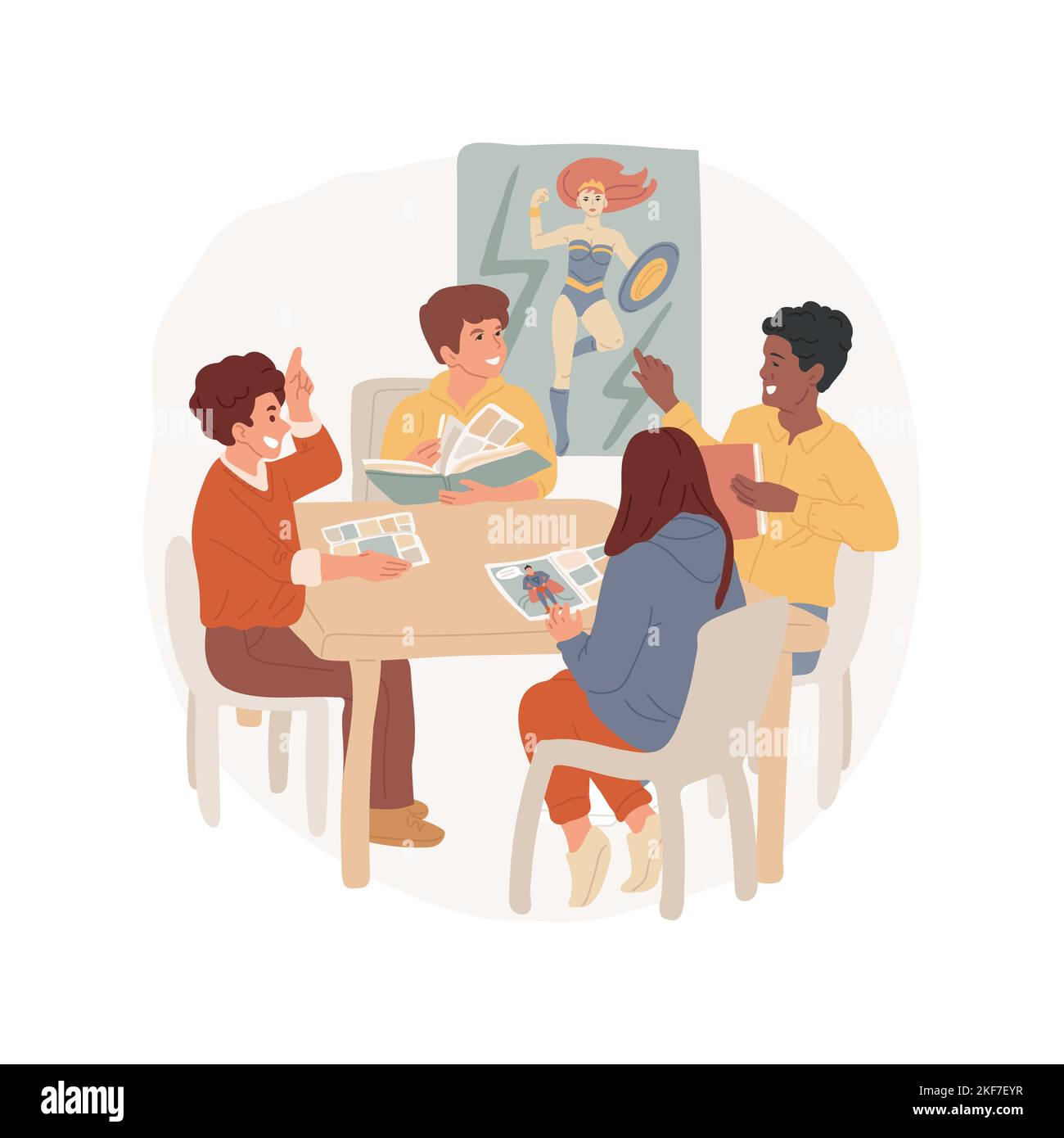 Comic-Club isoliert Cartoon-Vektor-Illustration. Gruppe von ...