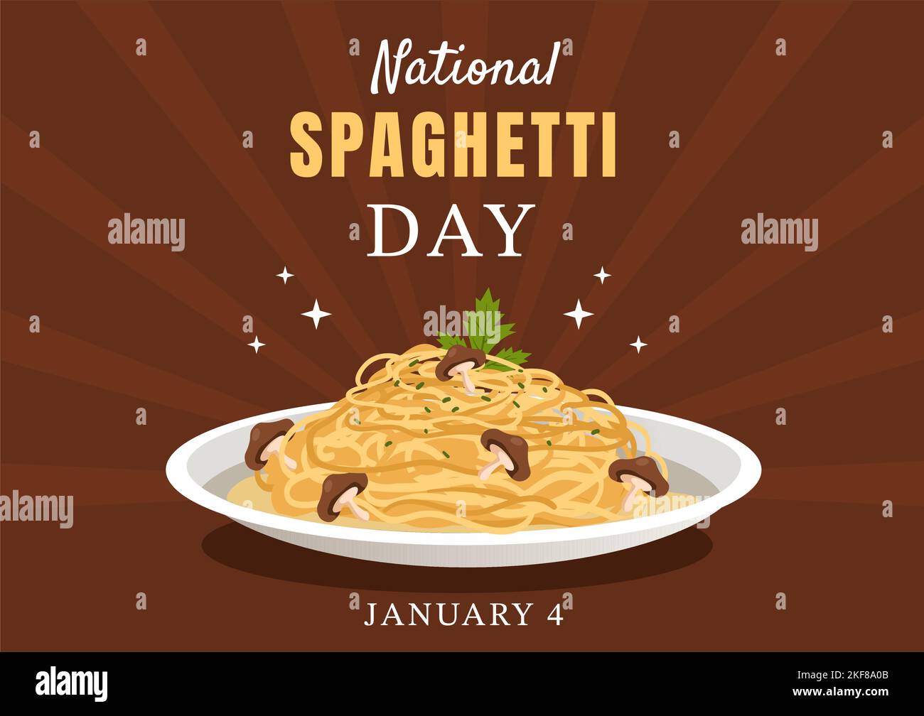 Nationaler Spaghetti-Tag am 4.. Januar mit einem Teller mit ...