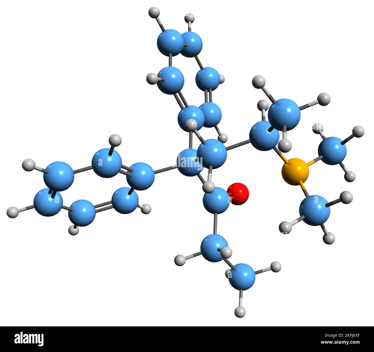 3D Bild der Methadon-Skelettformel - molekularchemische Struktur des ...