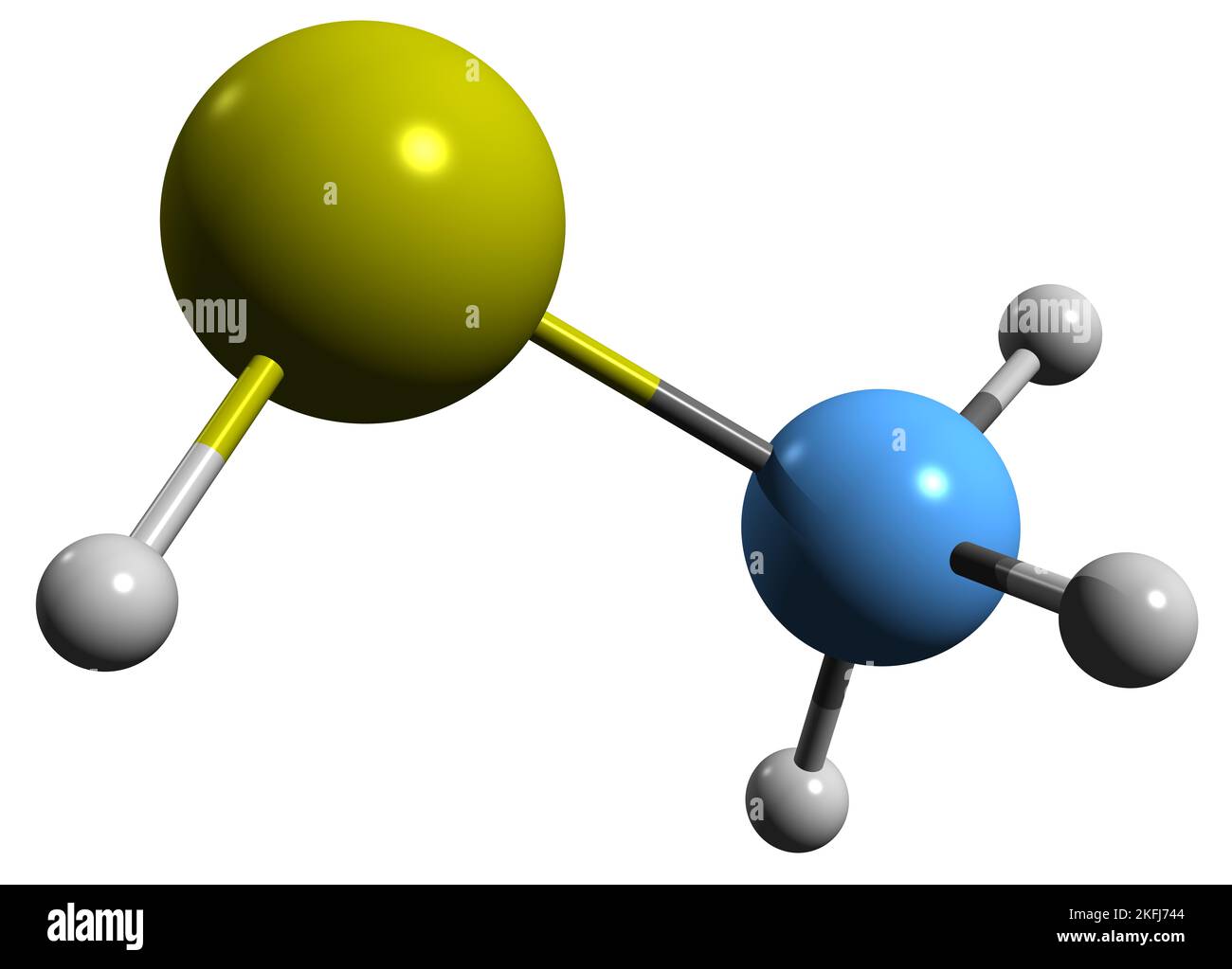 3D Bild der Methanethiol-Skelettformel - molekulare chemische Struktur ...