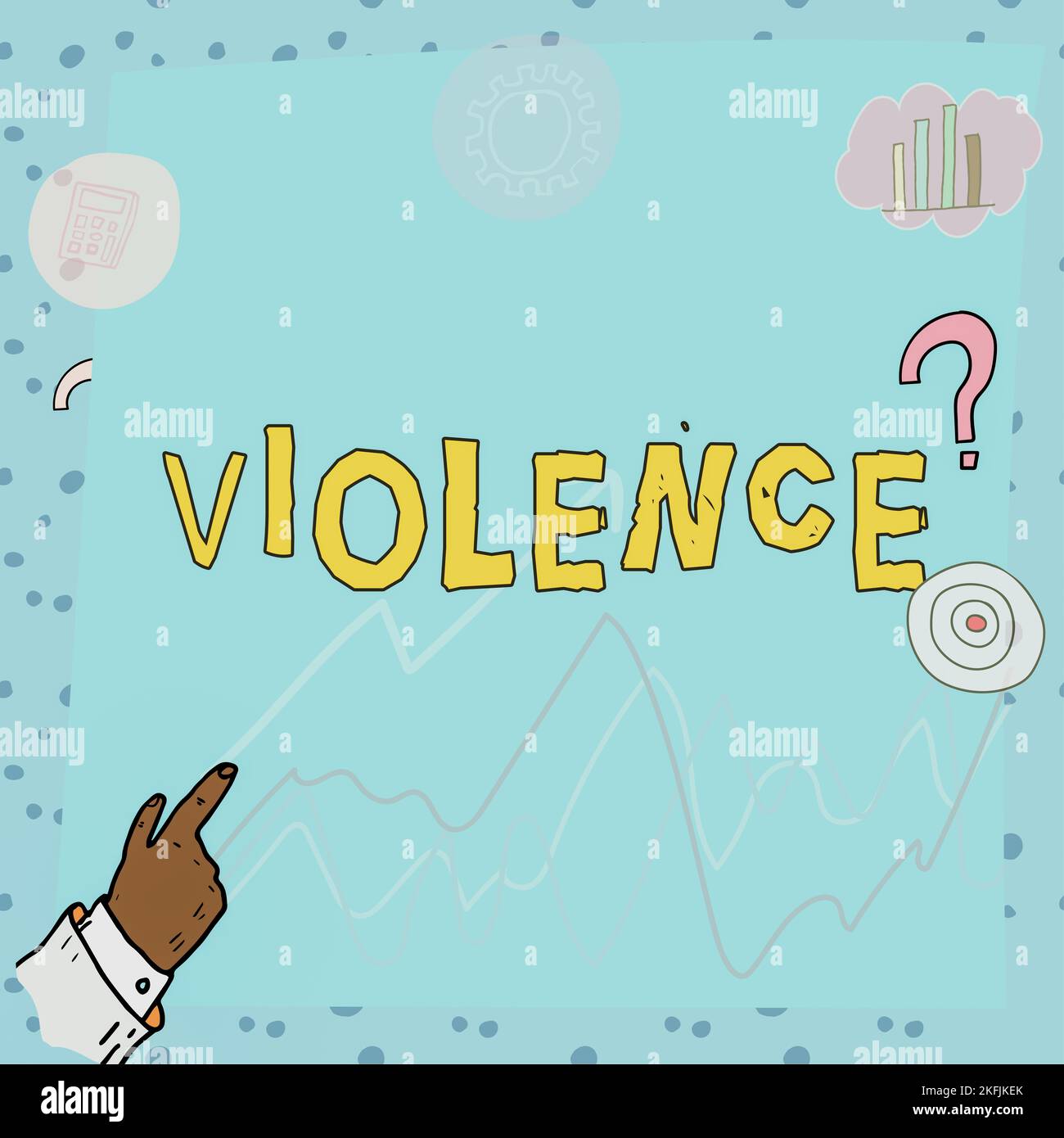 Inspiration mit Zeichen-Gewalt. Begriff, der die Anwendung körperlicher ...