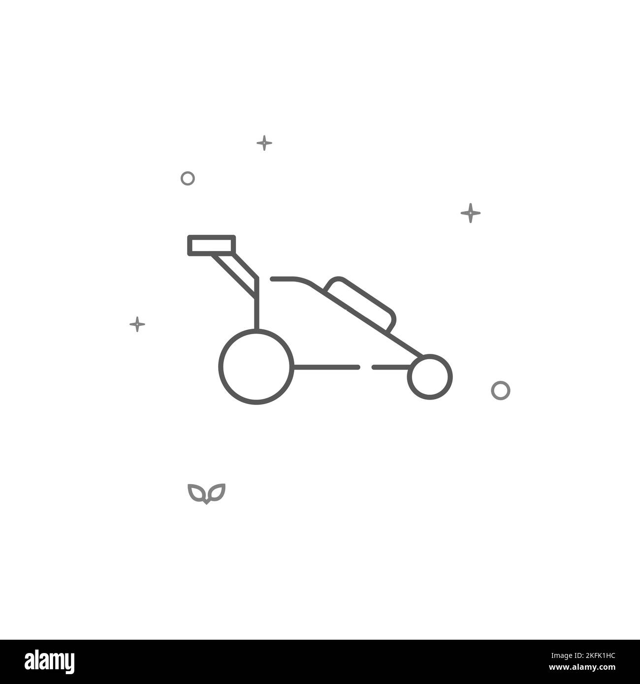Rasenmäher, Rasenmäher, einfaches Liniensymbol. Symbol, Piktogramm, auf ...