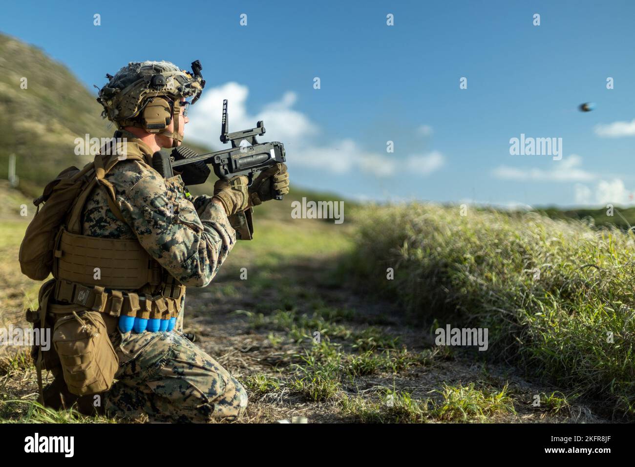 U.S. Marine Corps Lance CPL. Cameron Touchstone, ein Infanterist mit 3D ...