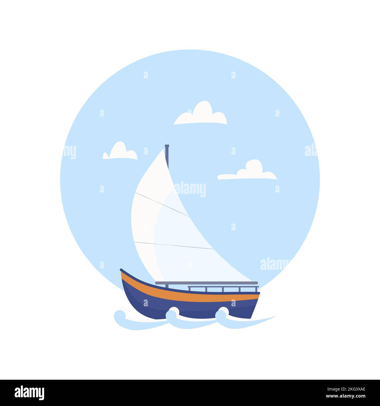 Segelboot, das auf den Wellen im Meer segelt. Vektor-Logo Design ...