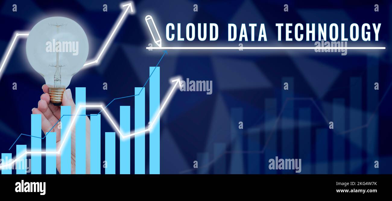 Konzeptionelle Überschrift Cloud Data Technology. Word für Speichern und Zugriff auf Daten und ...