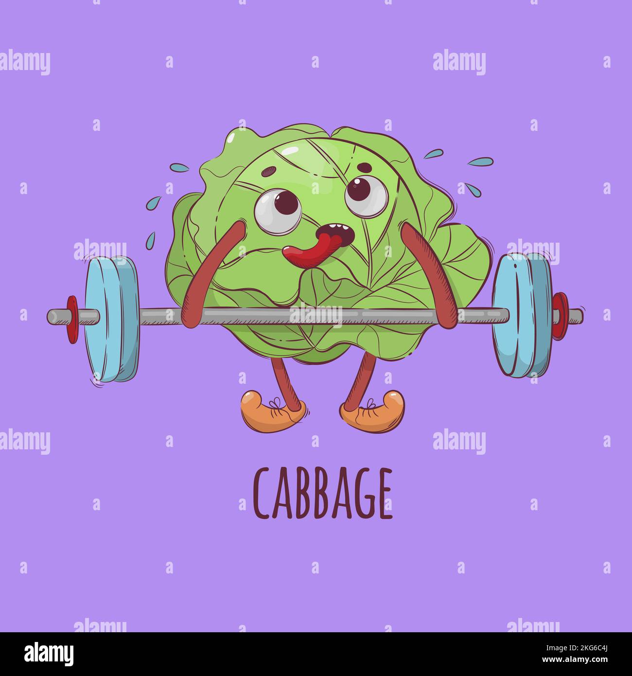 KOHL Gewicht Lifter Sport Cartoon Gemüse Gesundheit Ernährung Natur ...