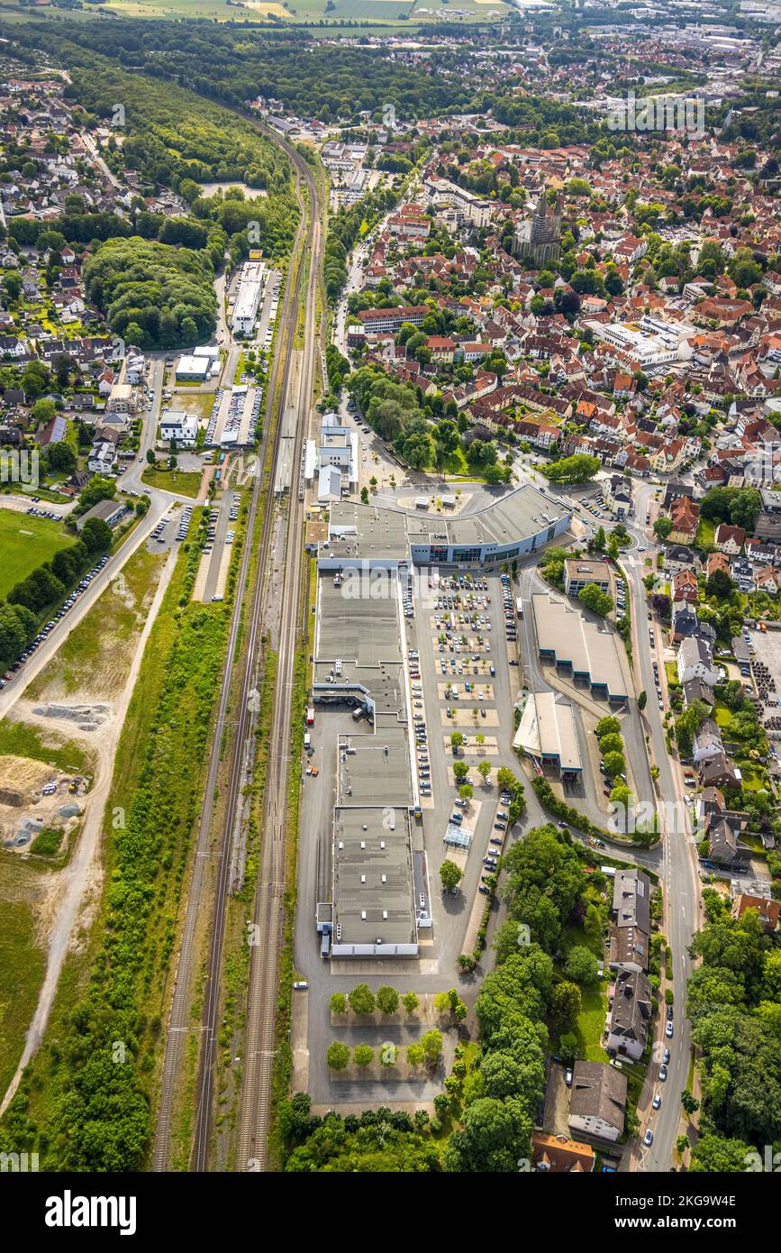 Luftaufnahme, City-Center am Bahnhof, Bahnhof Soest, Walburger, Soest ...