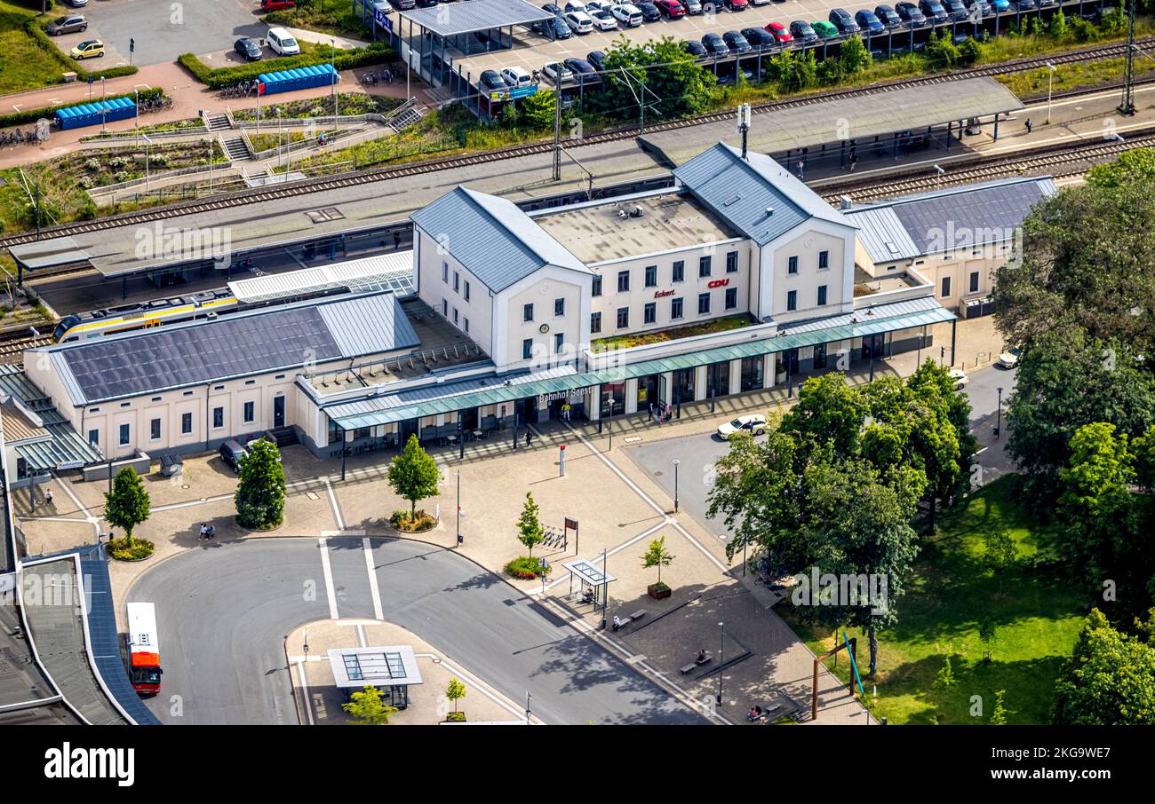 Luftaufnahme, Bahnhof Soest, Walburger, Soest, Soester Boerde ...
