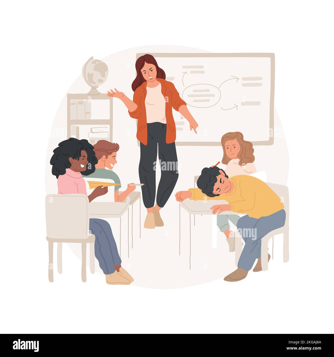 Nicht auf einen Lehrer isolierte Cartoon-Vektor-Illustration hören ...