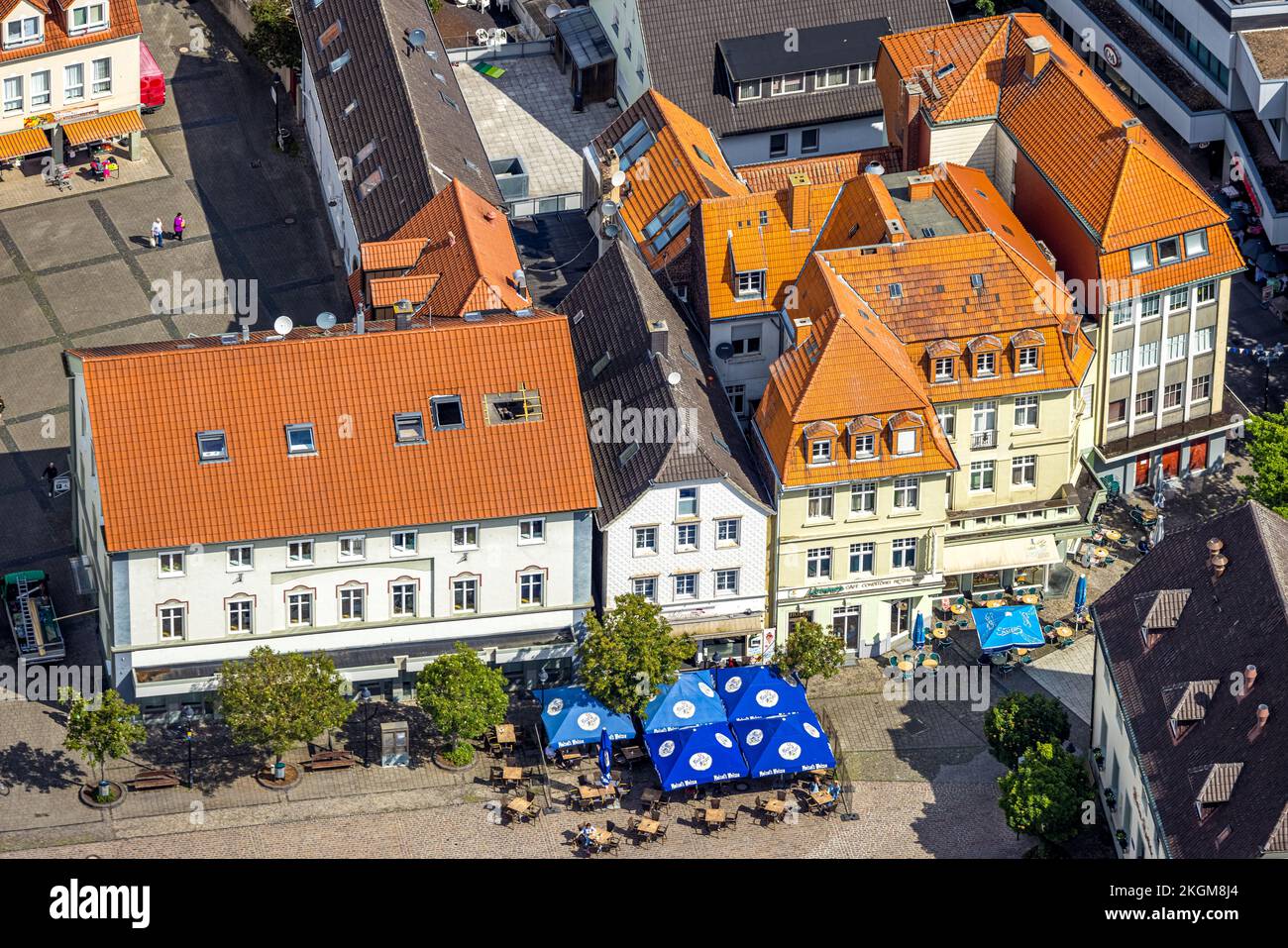 Luftaufnahme, Restaurant im Freien am Alter Markt in der Altstadt, Werl ...