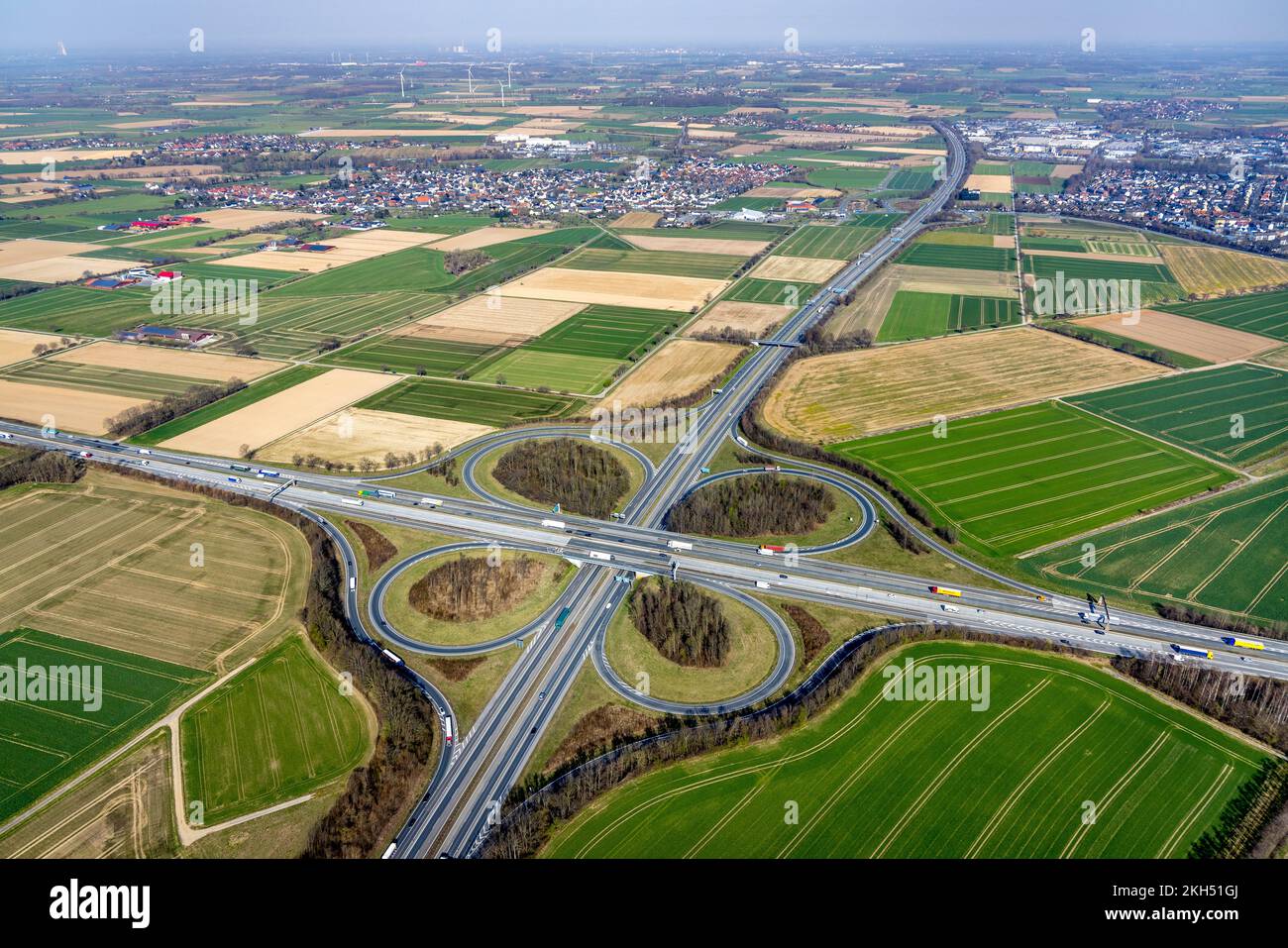 Luftaufnahme, Autobahnkreuz Werl der Autobahn A44 und A445, Werl ...