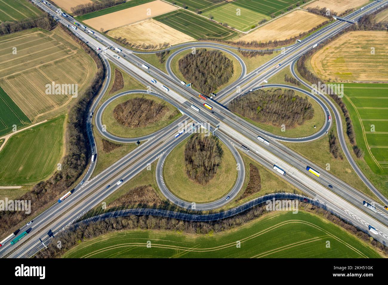 Luftaufnahme, Autobahnkreuz Werl der Autobahn A44 und A445, Werl ...