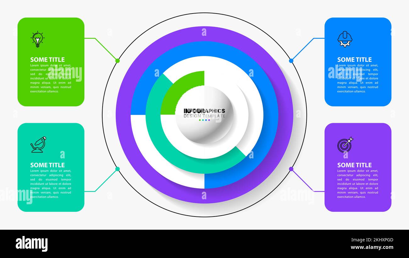 Infografik-Vorlage mit Symbolen und 4 Optionen oder Schritten. Kann für ...