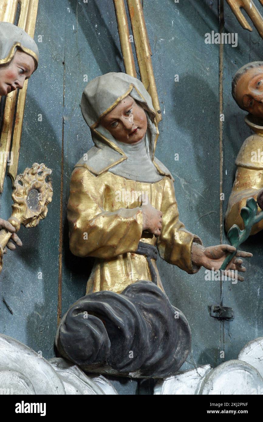 Statue des Heiligen auf dem Altar von vierzehn heiligen Helfern in der Kirche St. Katharina von ...