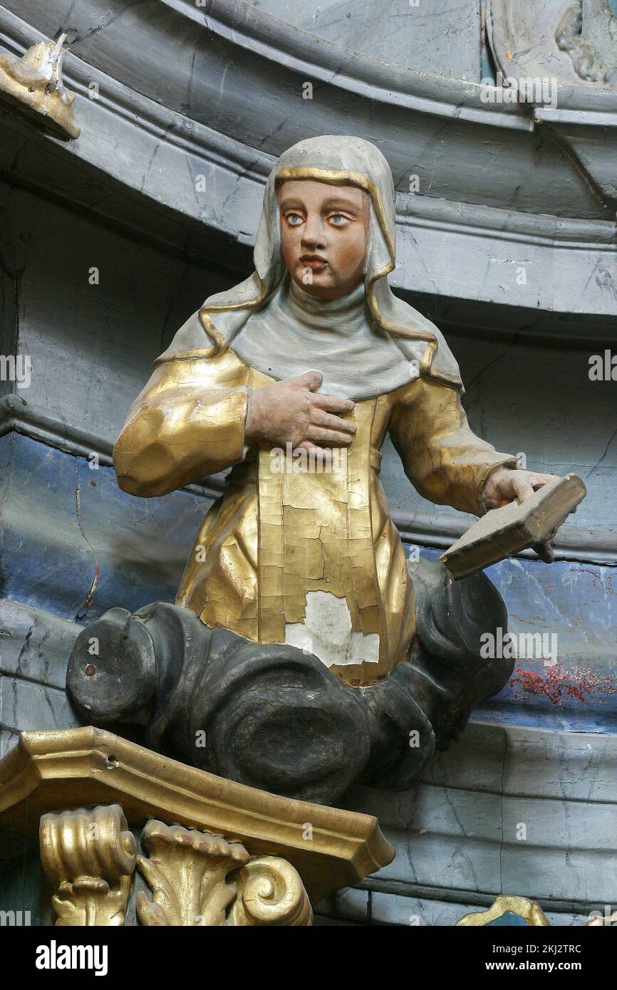 Statue des Heiligen auf dem Altar von vierzehn heiligen Helfern in der Kirche St. Katharina von ...