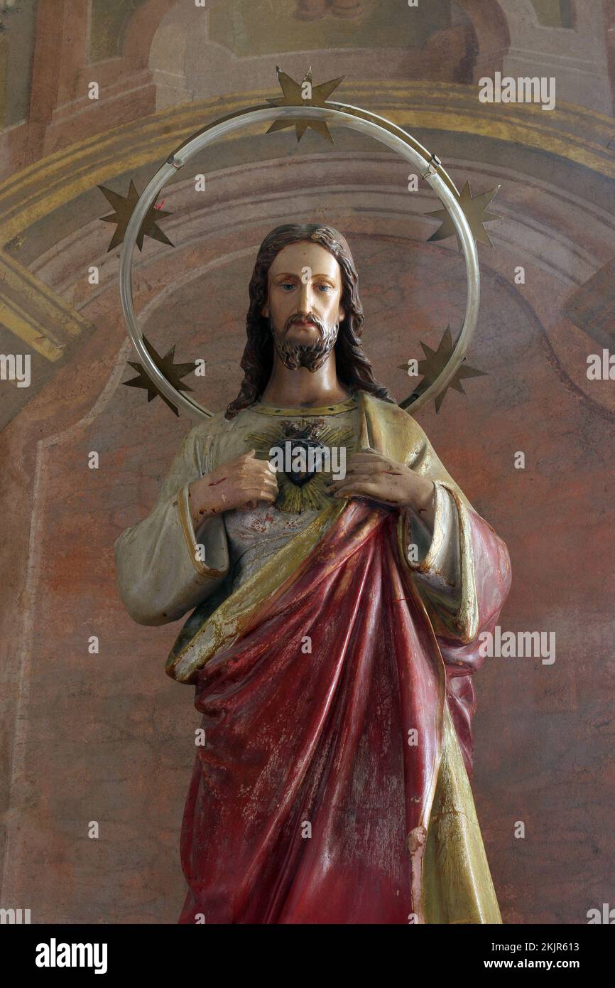 Heiliges Herz Jesu, Statue auf dem Altar des Heiligen Herzens Jesu in der Pfarrkirche St ...