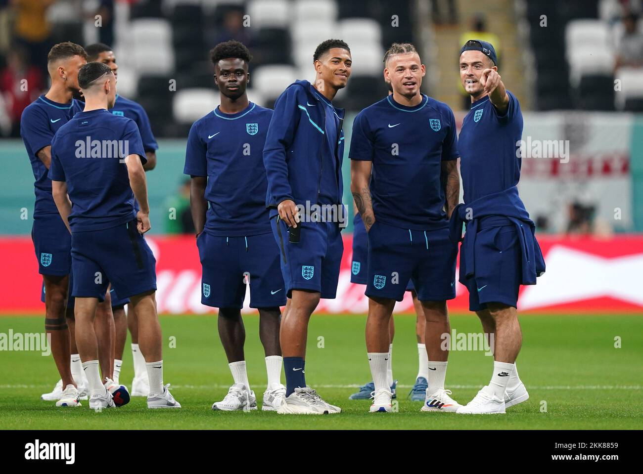Von links nach rechts, Englands Ben White, Phil Foden, Bukayo Saka ...