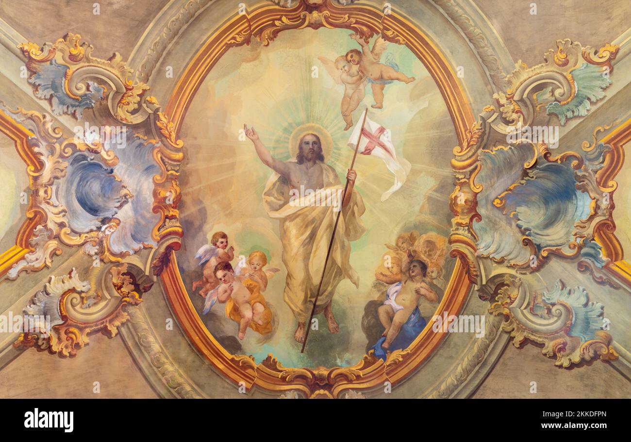 VARALLO, ITALIEN - 17. JULI 2022: Das barocke Deckenfresko der ...