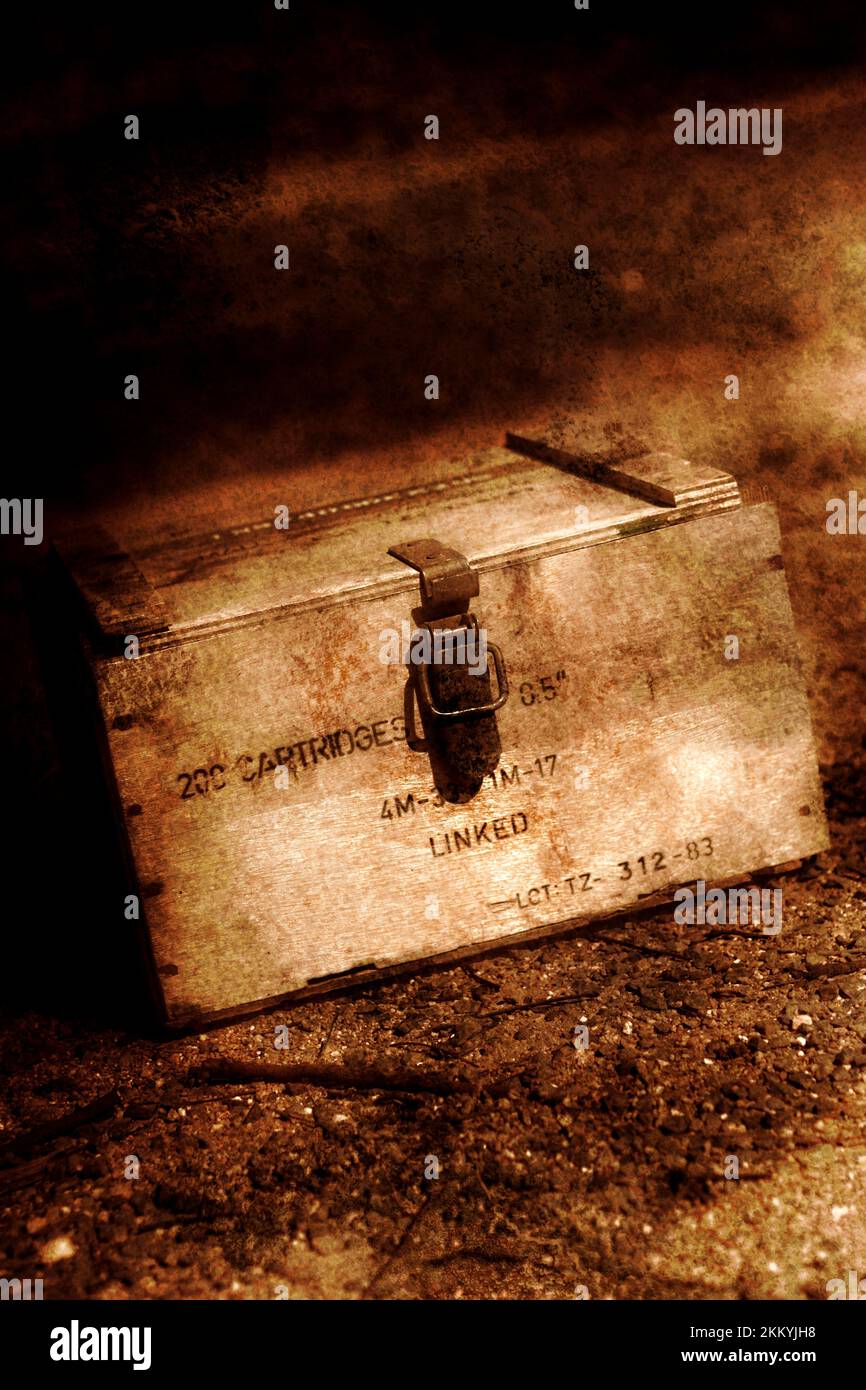Strukturiertes Grunge-Foto Auf Einer Allied Wooden Small Arms Cartridge ...
