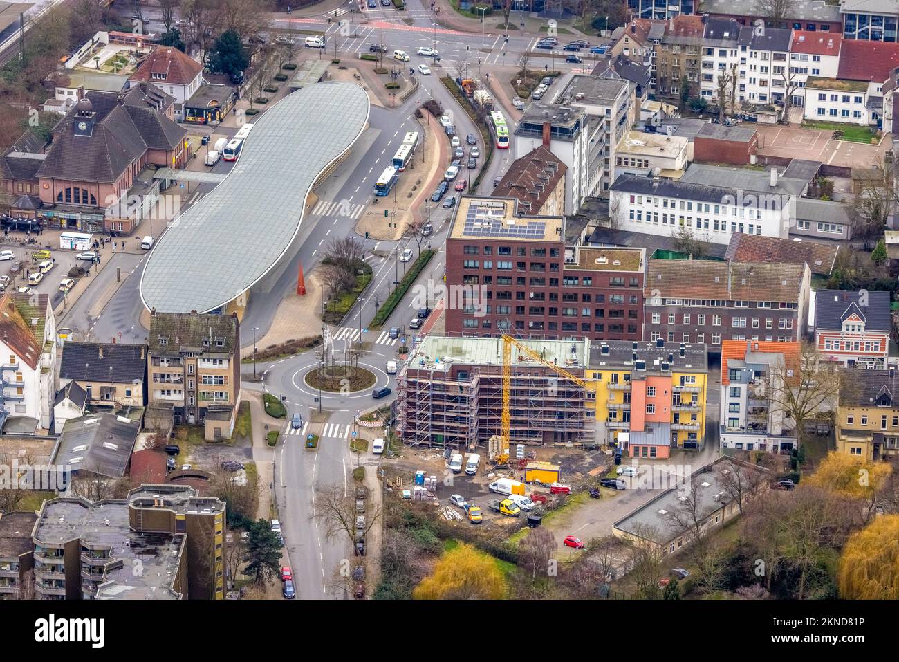 Luftaufnahme, Bahnhof Herne, Busbahnhof Konrad-Adenauer-Platz und ...