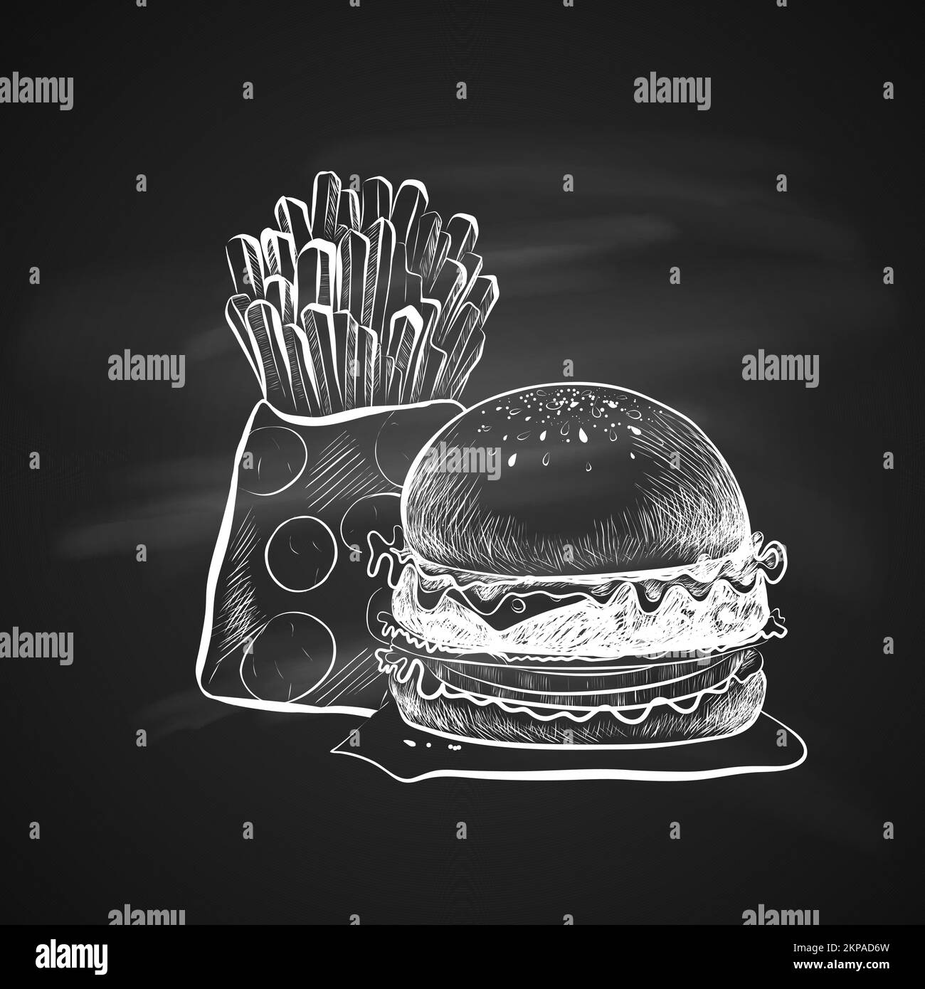 Großer Hamburger oder Cheeseburger und Pommes frites. Isoliert auf ...