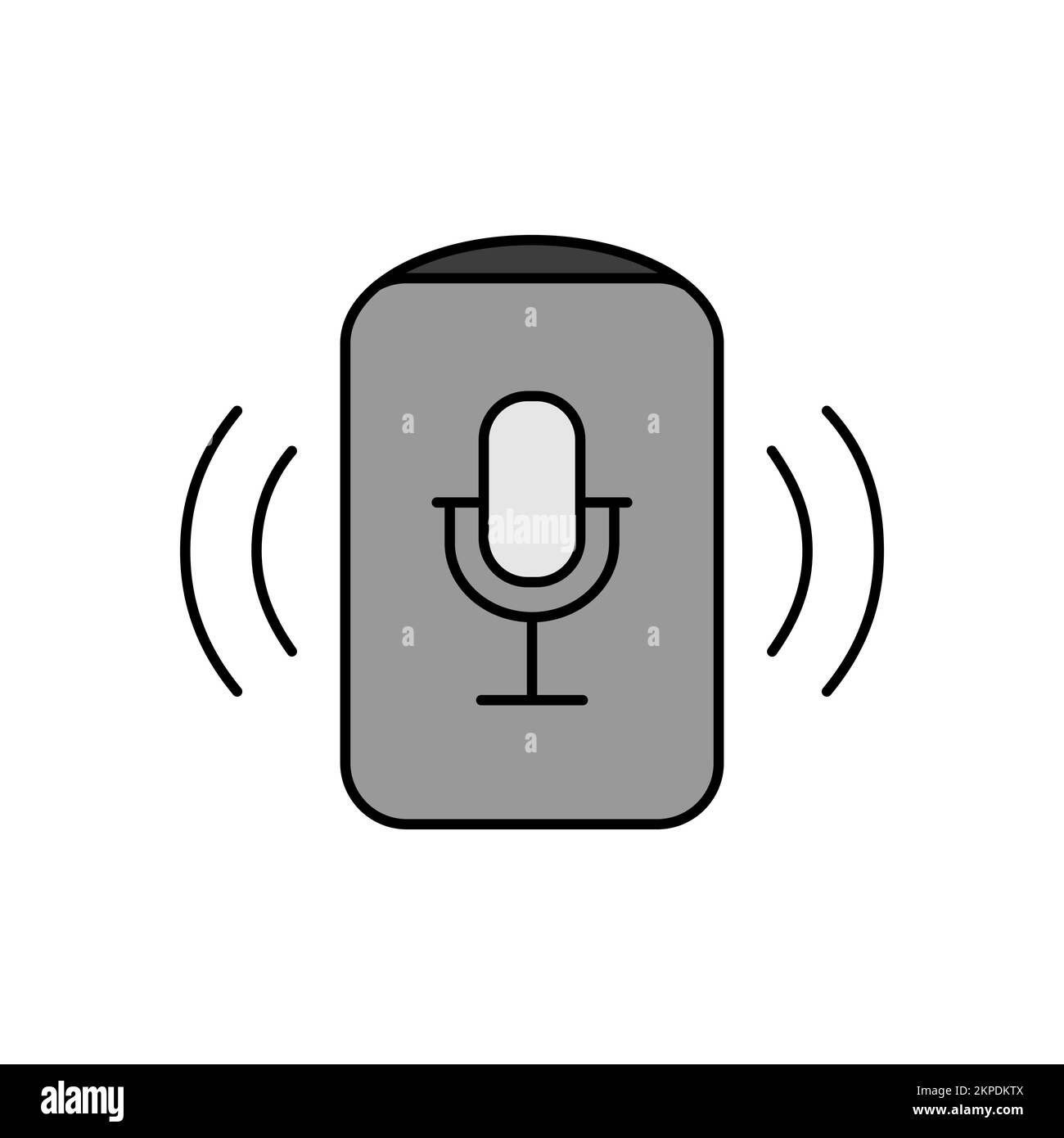 Symbol für Sprachassistent für Farbvektor und Graustufen. Musikzeichen ...