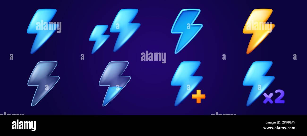 Set von Lightnings Game Fill Progress Score oder Level Elemente, volle ...