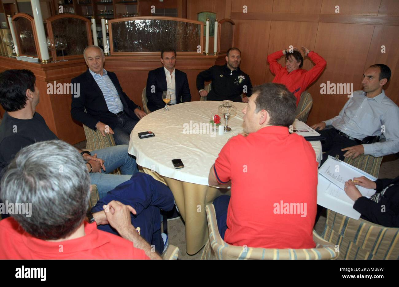 Pressekonferenz der kroatischen Nationalmannschaft. Ivo Susak, Nikola ...