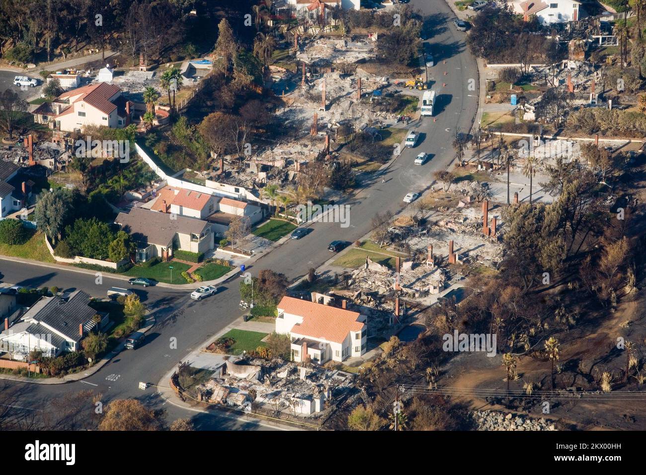 Wildfire, Rancho Bernardo, CA, 31. Oktober 2007 Luftaufnahme von ...