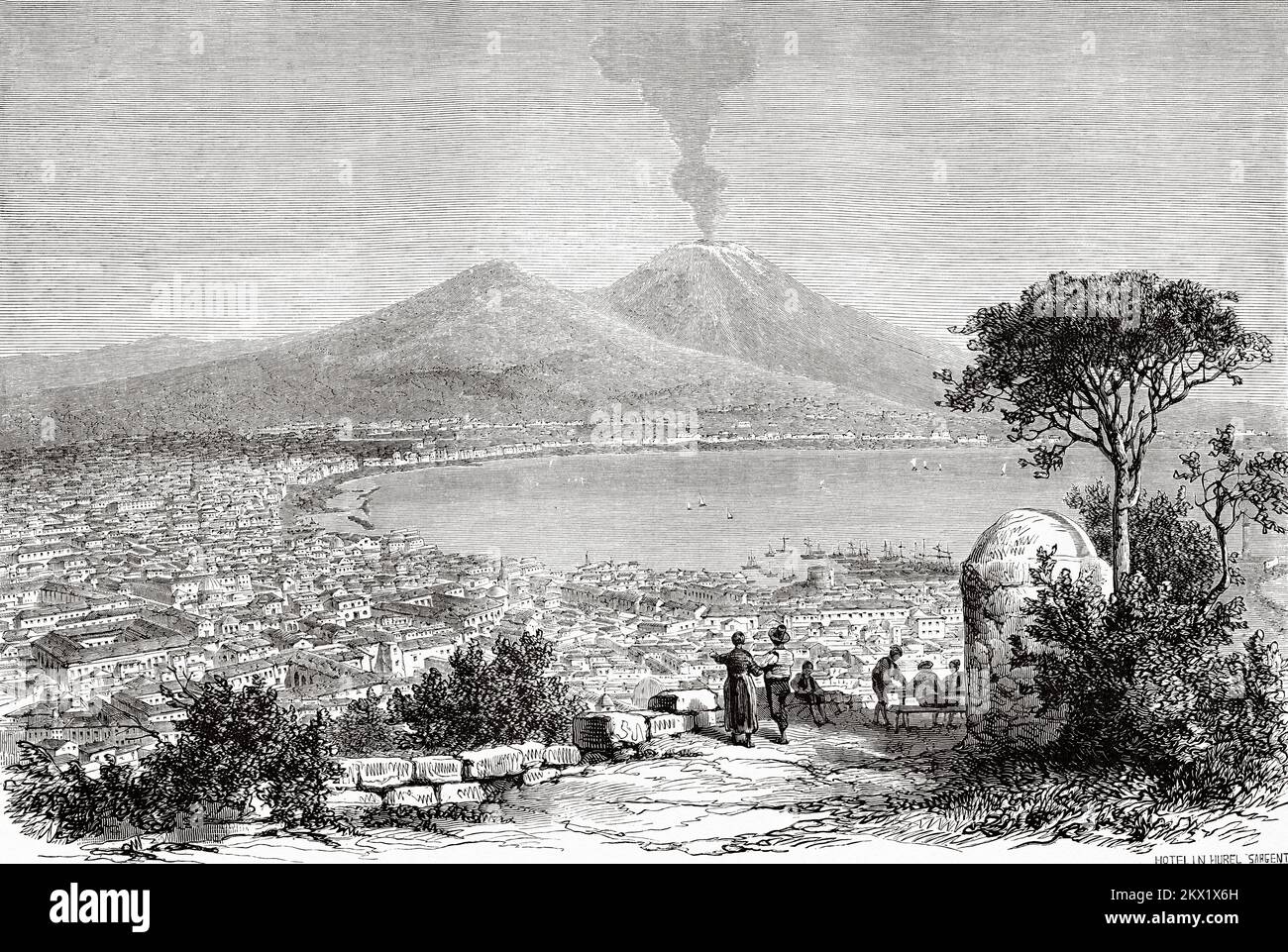 Panoramablick auf die italienische Stadt Neapel und den Vesuv im ...