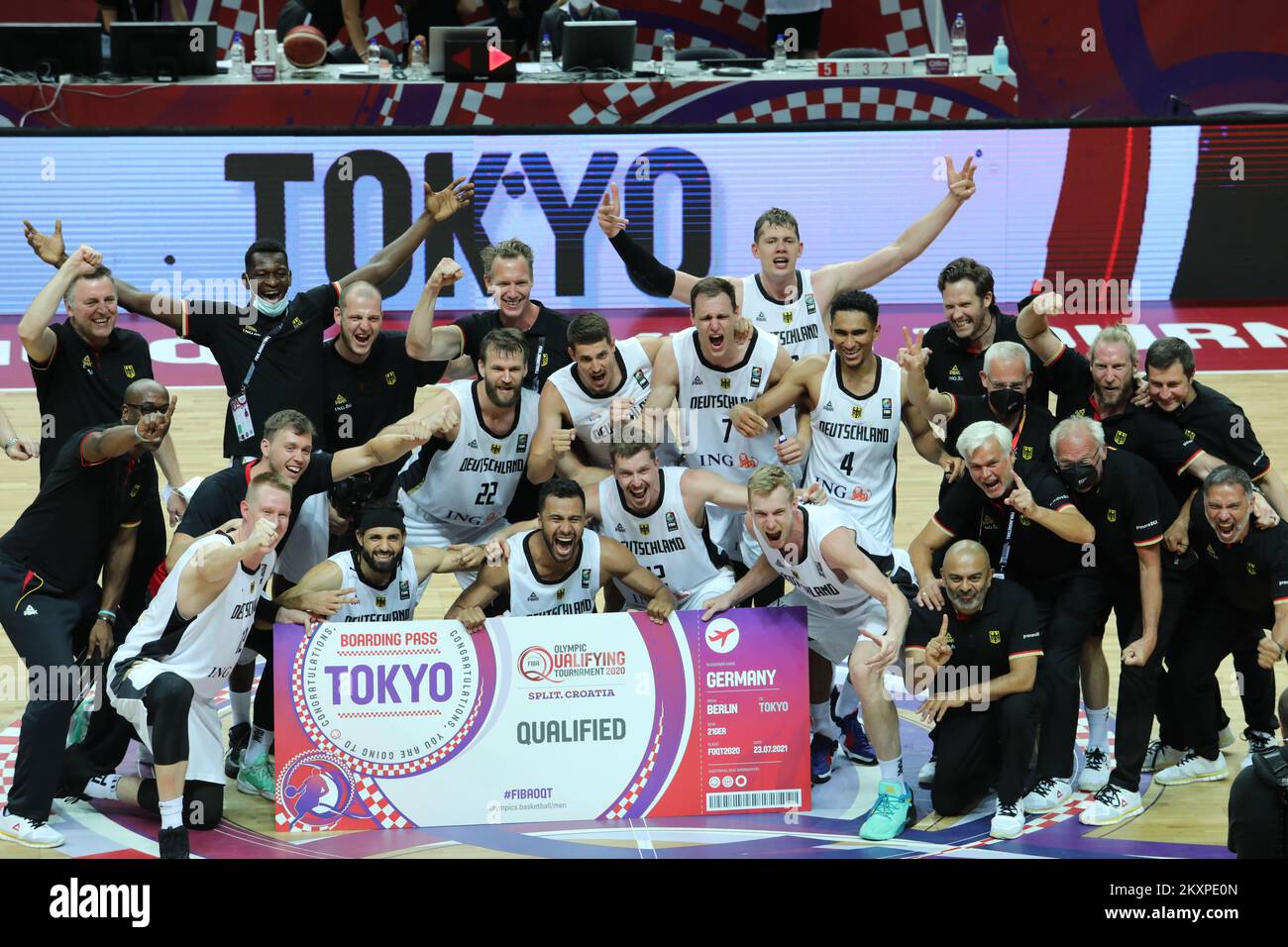 Die deutsche Mannschaft feiert am 2020 4. Juli 2021 in Split, Kroatien ...