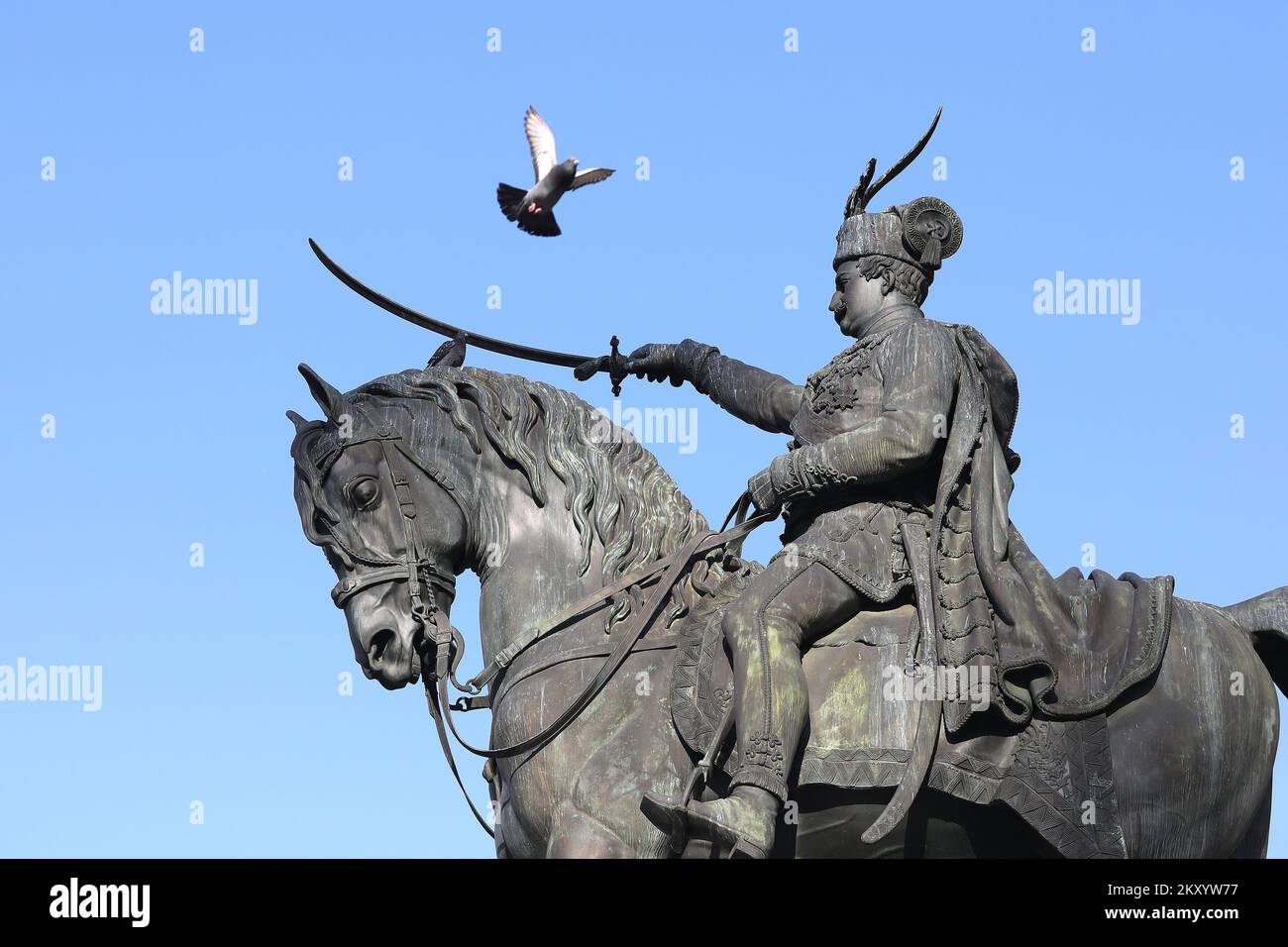 Ban Jelacic Monument auf dem zentralen Stadtplatz von Zagreb, in Zagreb ...