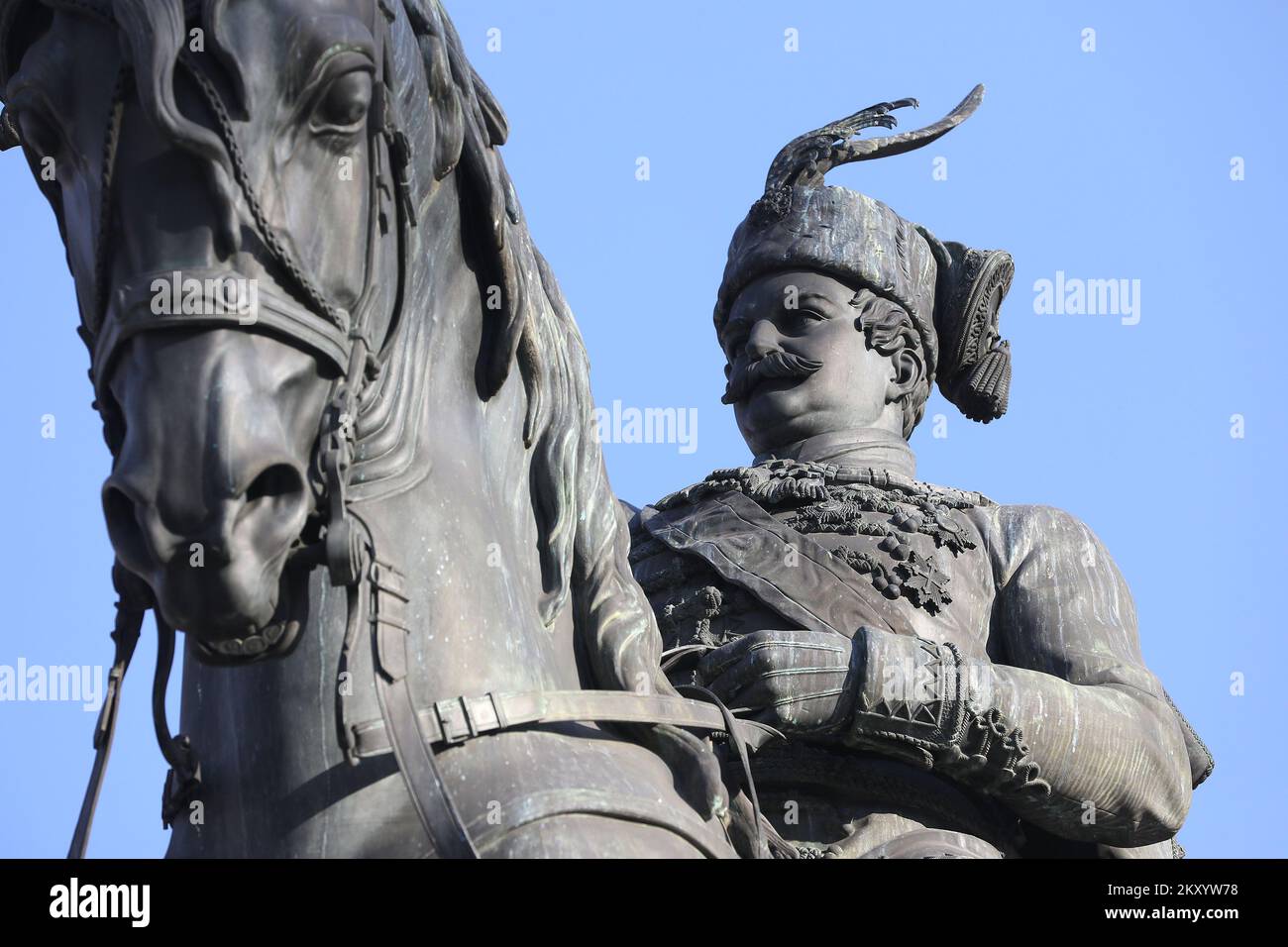 Ban Jelacic Monument auf dem zentralen Stadtplatz von Zagreb, in Zagreb ...