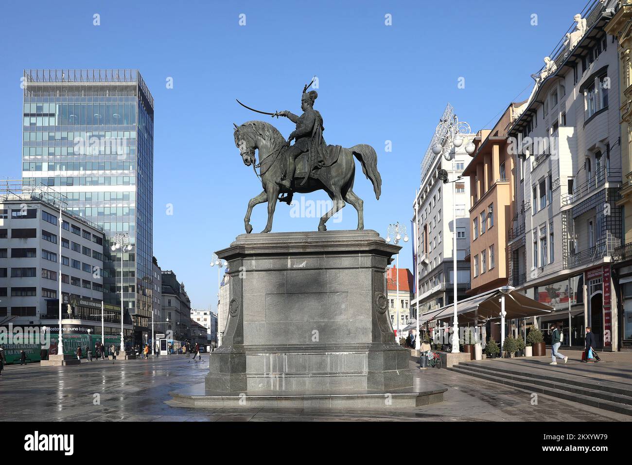 Ban Jelacic Monument auf dem zentralen Stadtplatz von Zagreb, in Zagreb ...